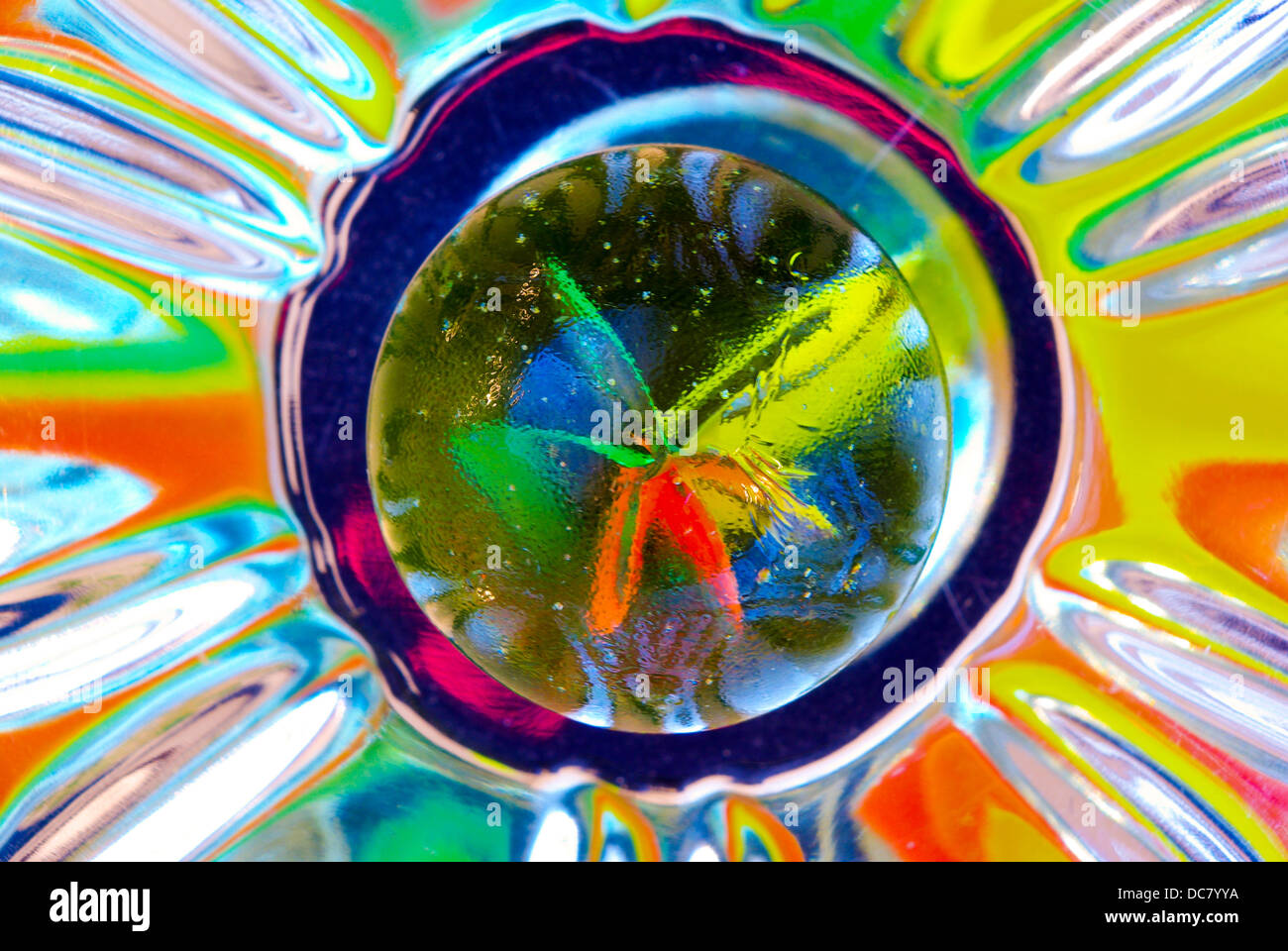 glass marble, an explosion of beautiful colored reflections Stock Photo ...