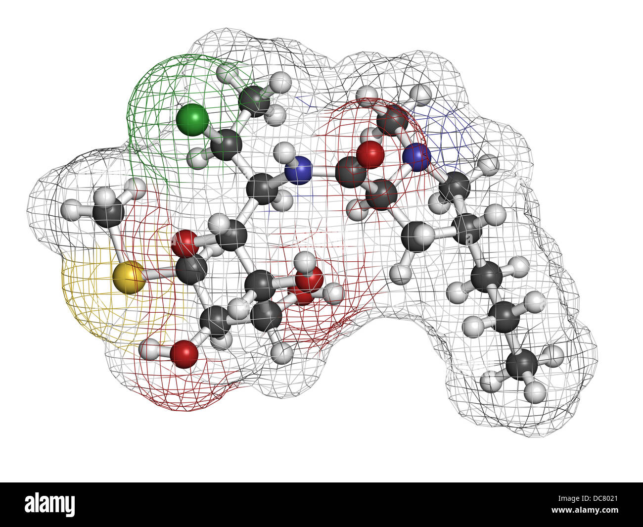 Clindamycin antibiotic drug (lincosamide class), chemical structure ...