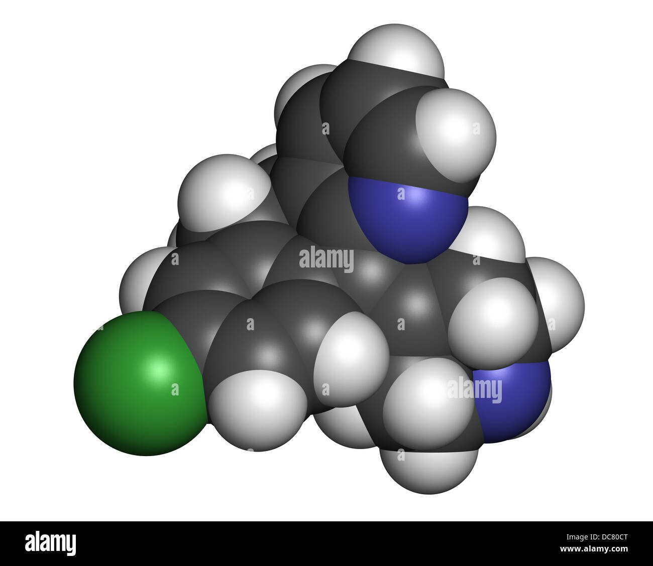 Desloratadine antihistamine drug, chemical structure. Used to treat hay ...