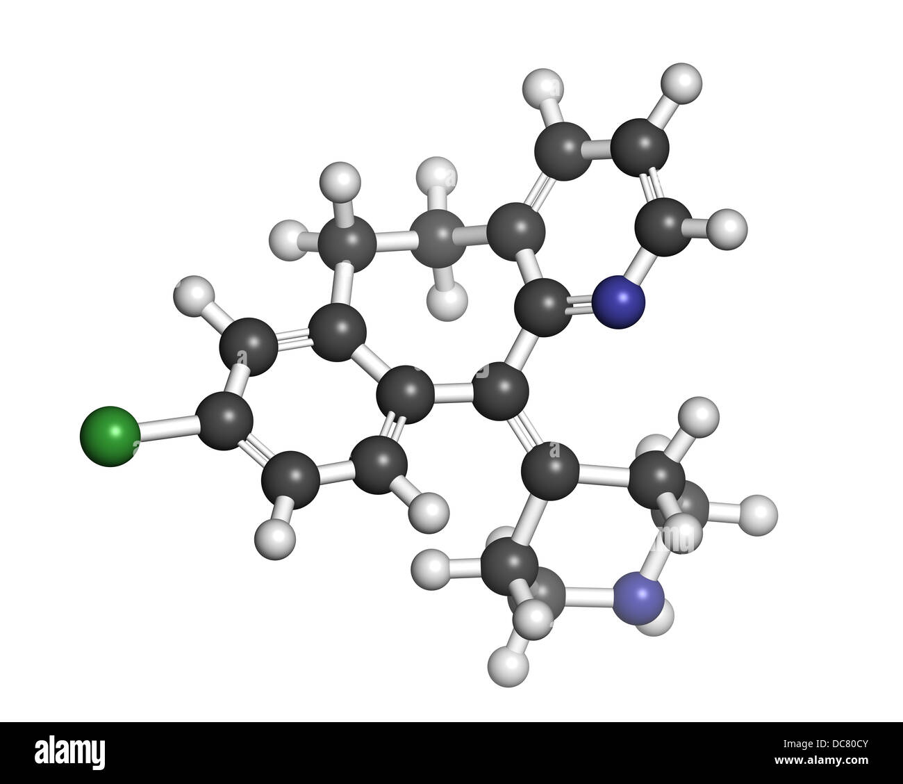 Desloratadine antihistamine drug, chemical structure. Used to treat hay ...