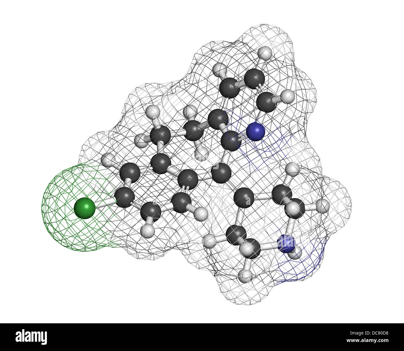 Desloratadine antihistamine drug, chemical structure. Used to treat hay ...