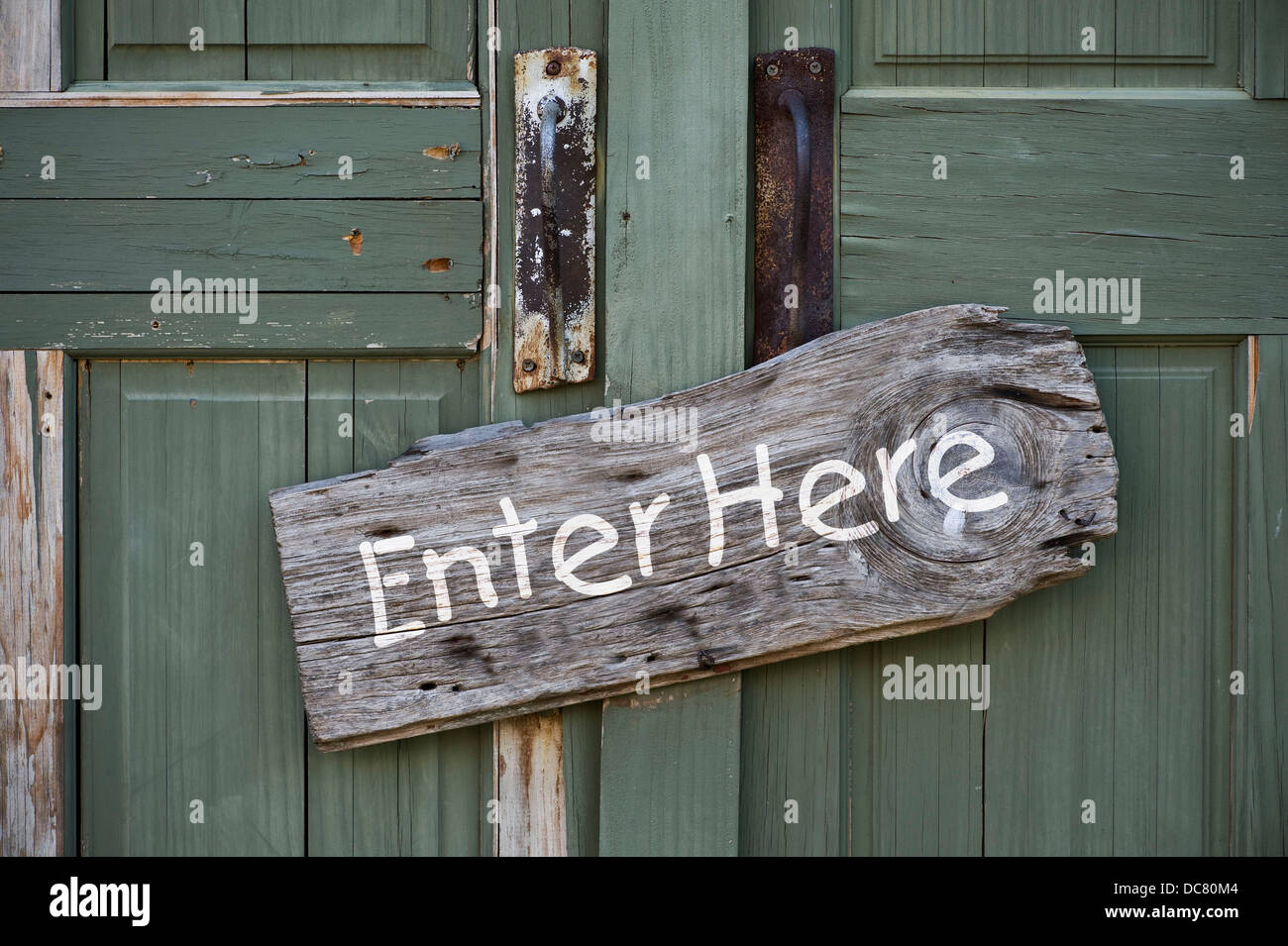 Enter Here Sign Stock Photo - Alamy