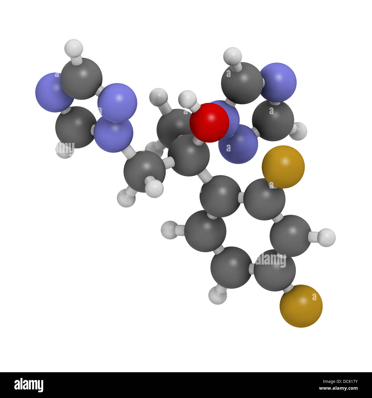 Fluconazole antifungal drug (triazole class), chemical structure. Atoms ...