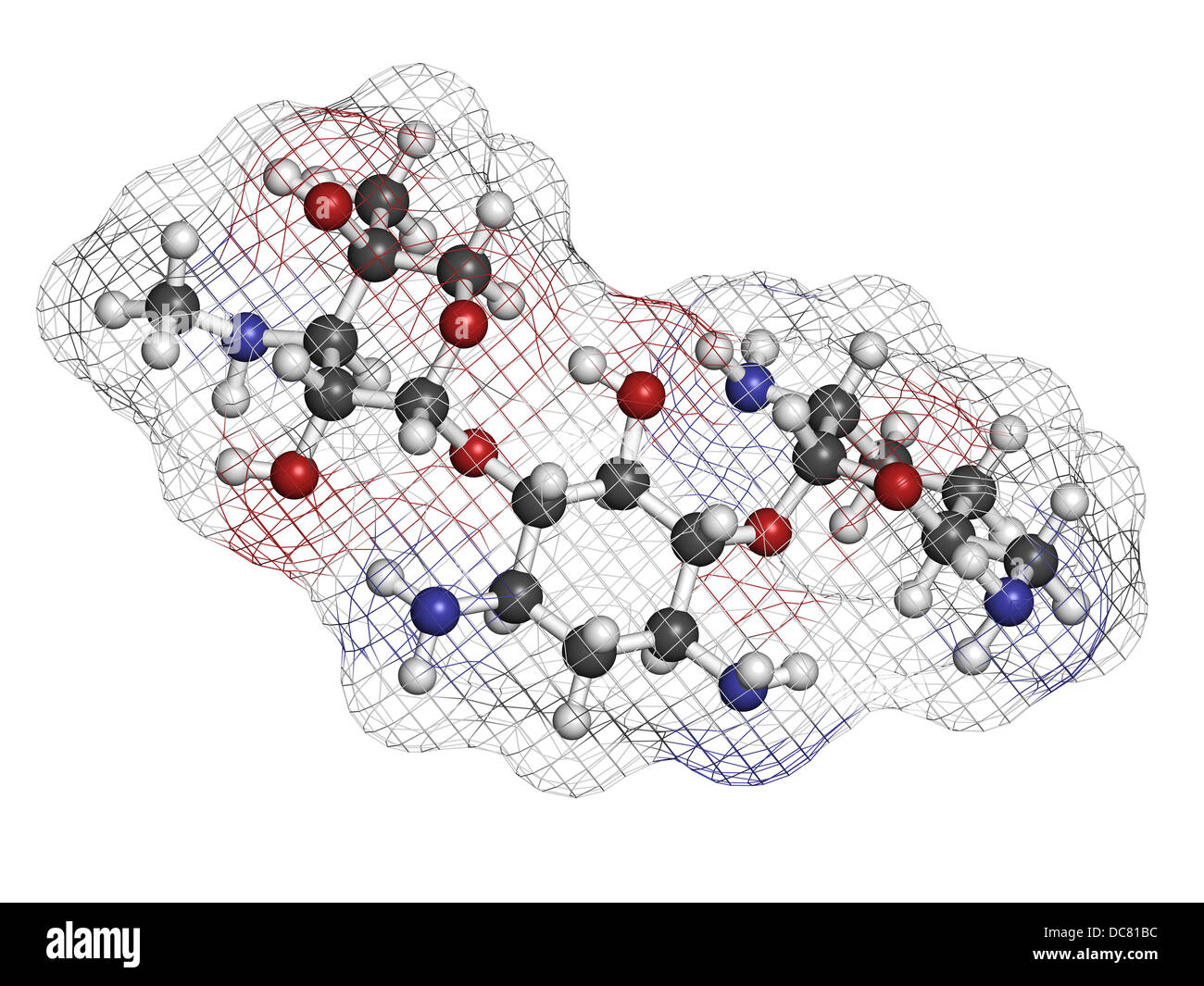 Gentamicin antibiotic drug (aminoglycoside class), chemical structure ...