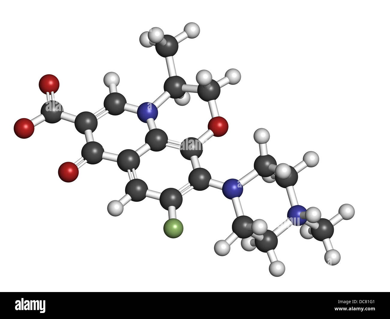 Levofloxacin antibiotic drug (fluoroquinolone class), chemical ...