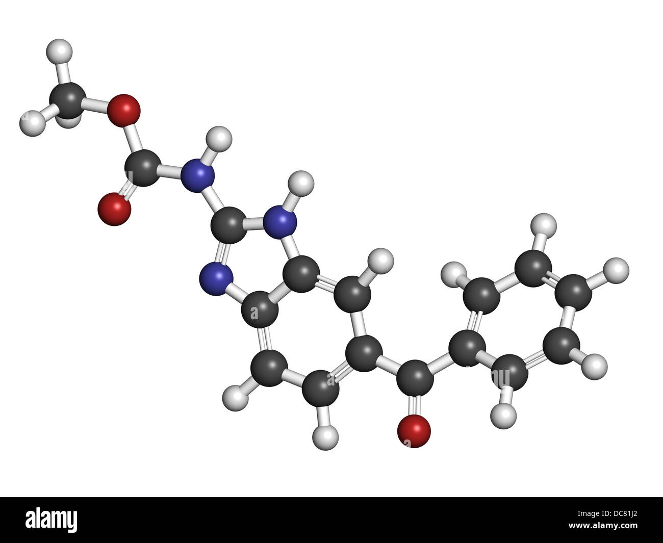 Mebendazole anthelmintic drug, chemical structure. Used to treat worm ...