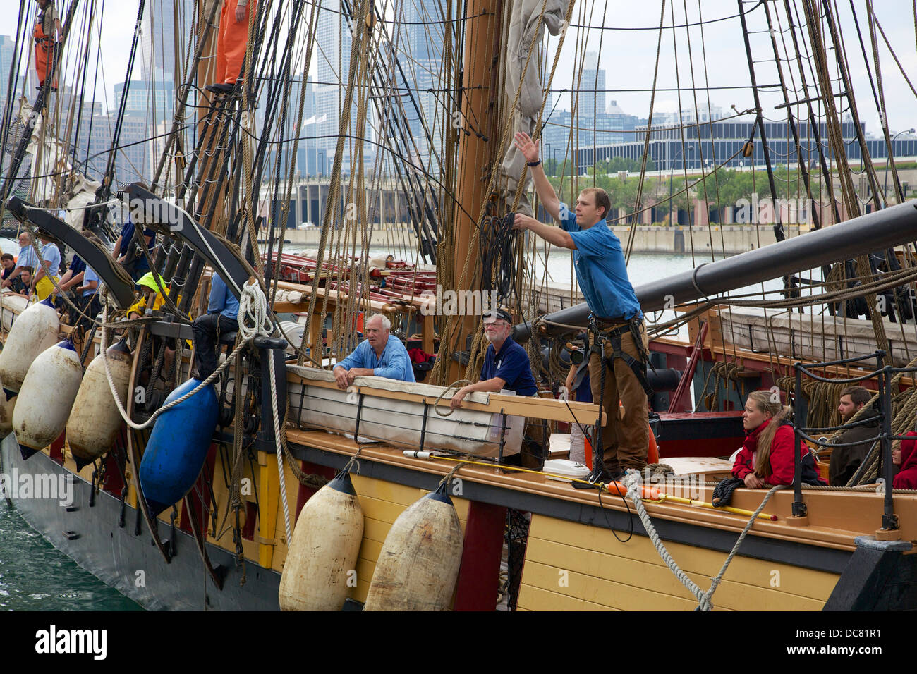 The brig Flagship Niagara prepares to dock at Chicago's Navy Pier for ...