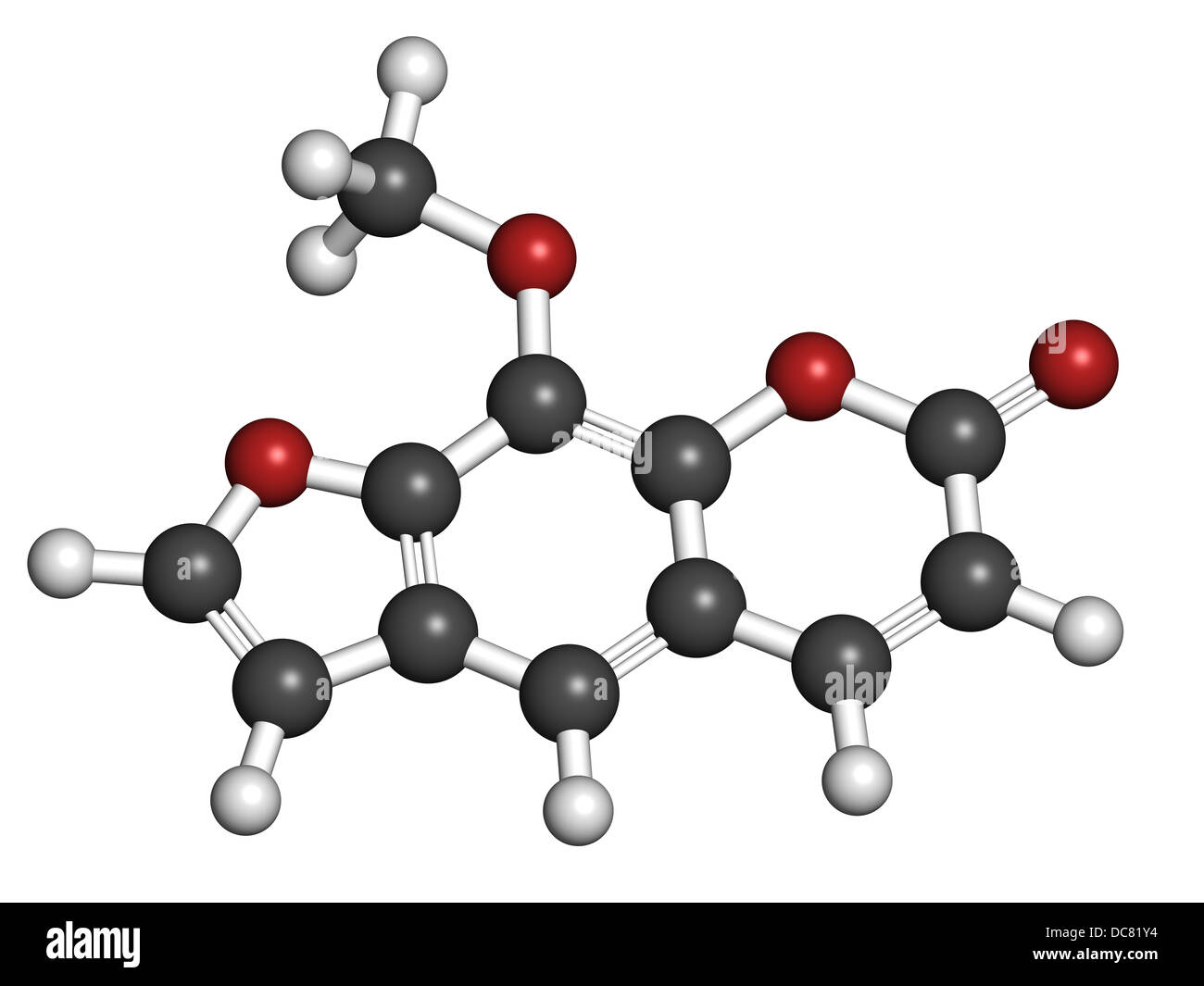 methoxsalen (psoralen) skin disease drug, chemical structure. Used in ...
