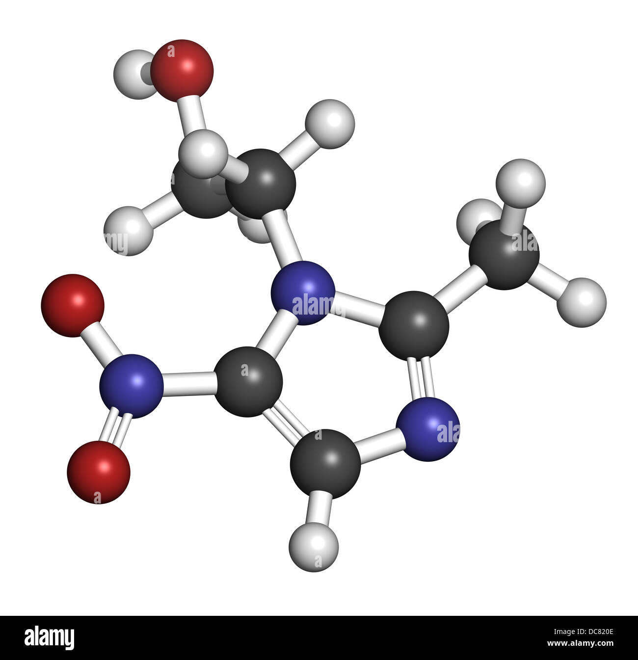 Metronidazole antibiotic drug (nitroimidazole class), chemical ...