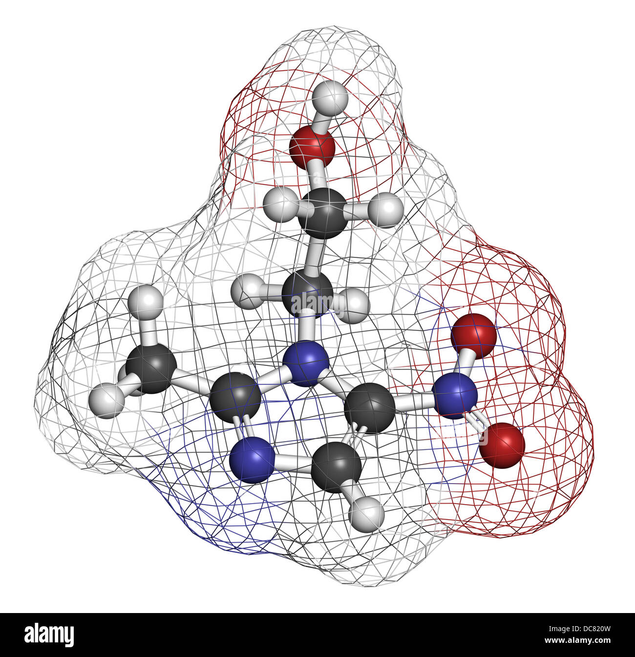 Metronidazole antibiotic drug (nitroimidazole class), chemical ...