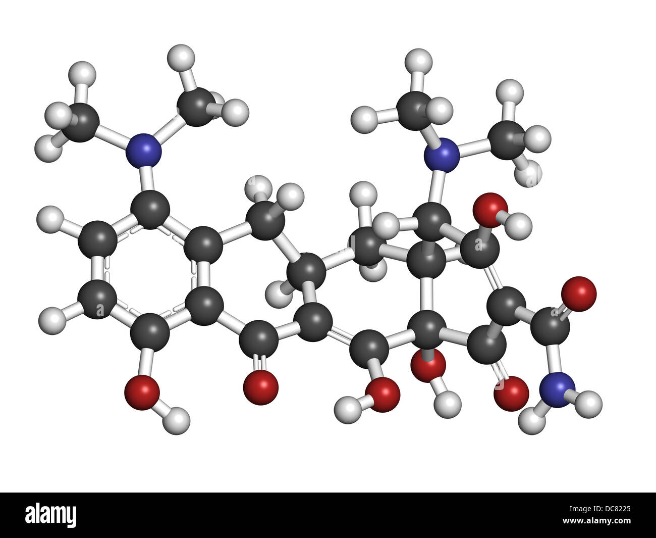 Minocycline antibiotic drug (tetracycline class), chemical structure ...