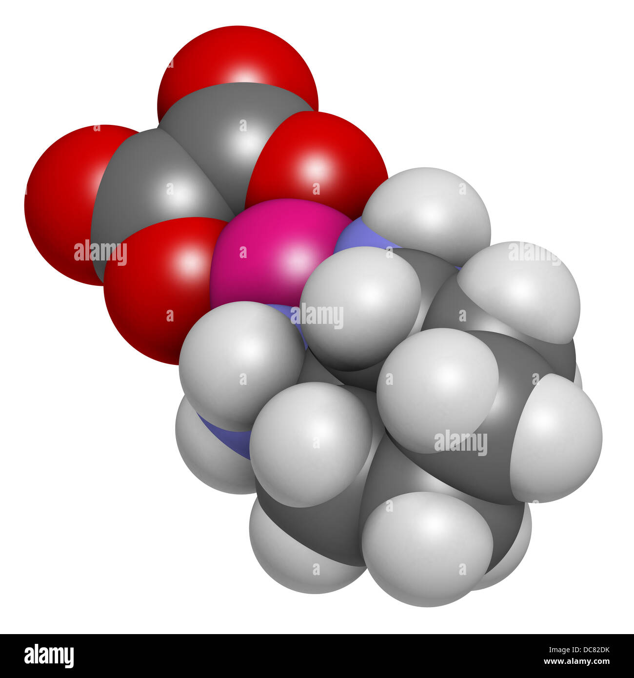 Oxaliplatin cancer chemotherapy drug, chemical structure. Atoms are ...