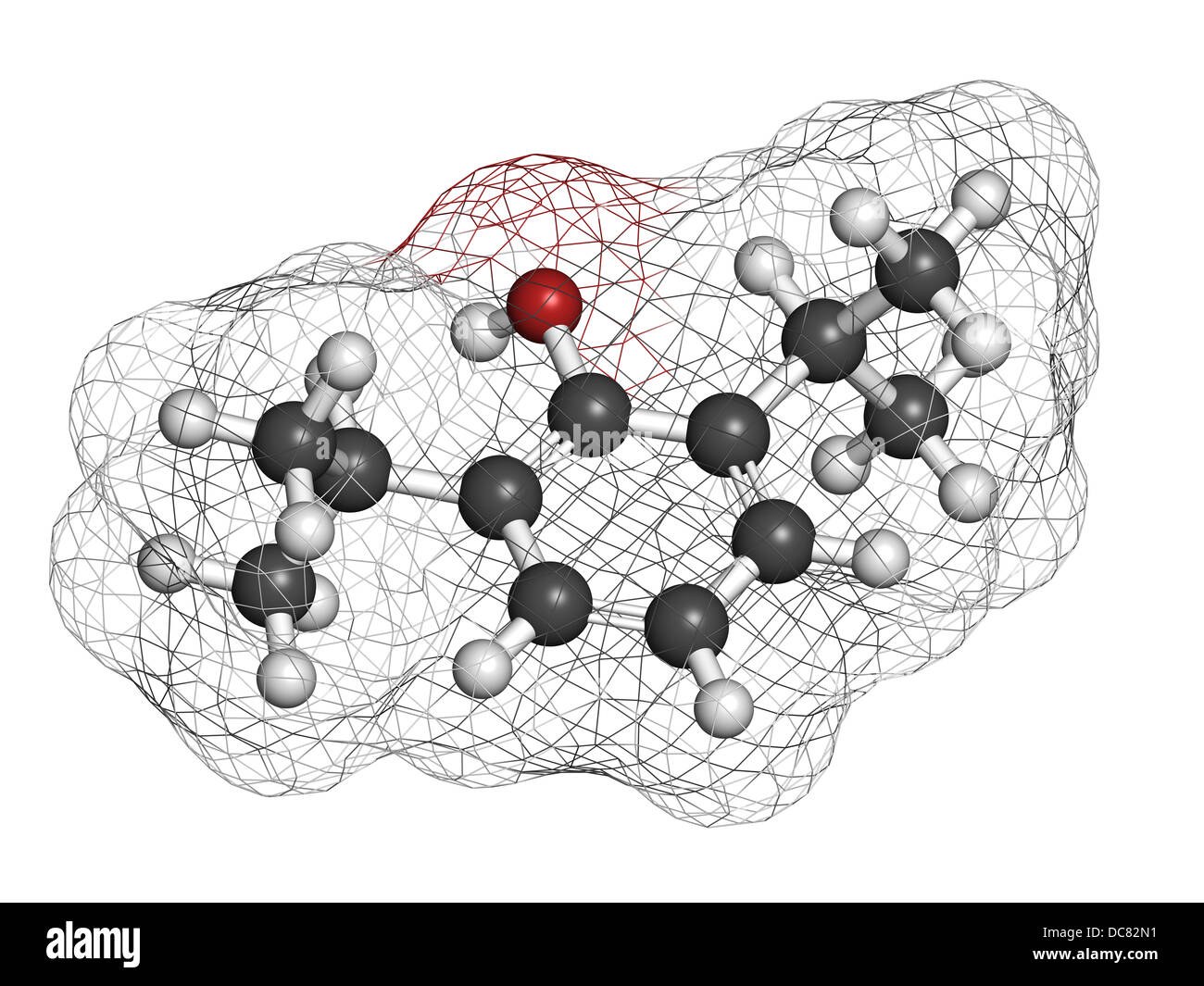 Propofol anesthetic drug, chemical structure. Atoms are represented as ...