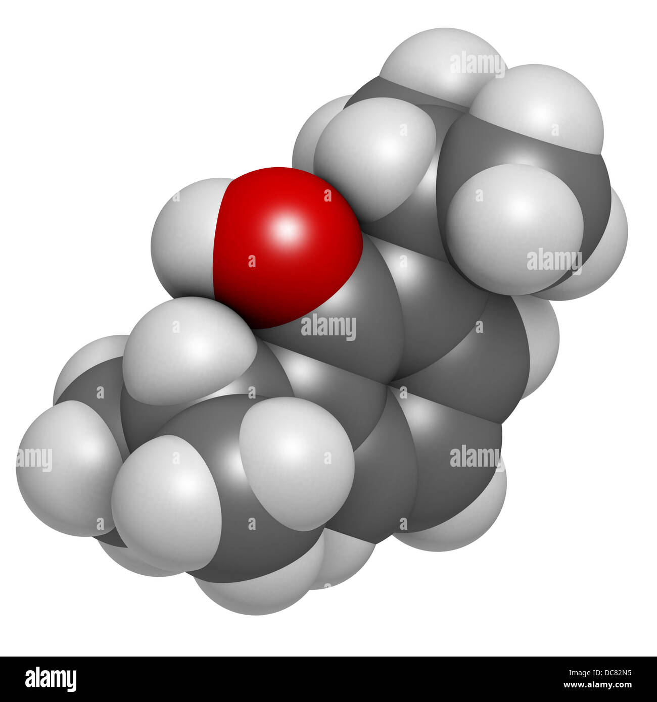Propofol anesthetic drug, chemical structure. Atoms are represented as ...