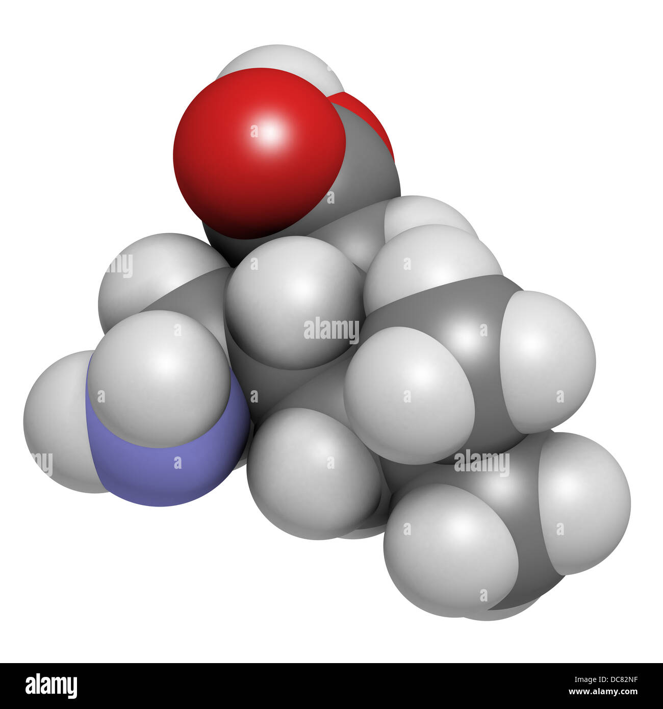 Pregabalin epilepsy and fibromyalgia drug, chemical structure. Atoms ...