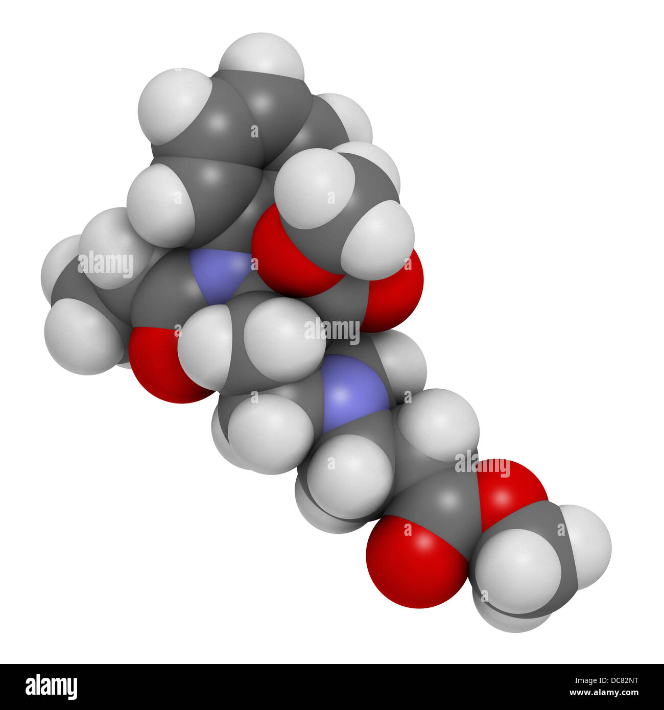 Remifentanil anaesthetic and analgesic drug, chemical structure. Atoms ...