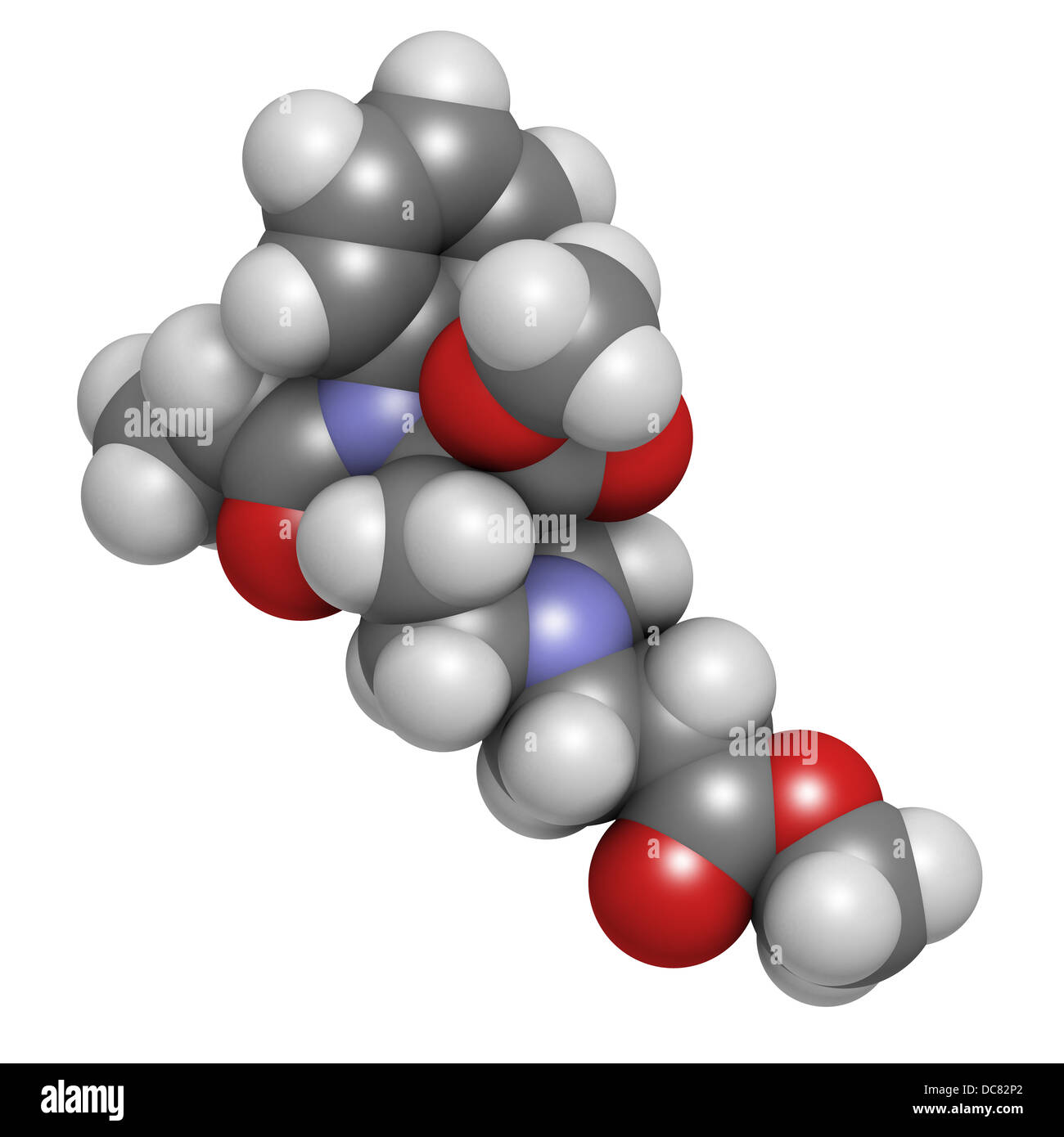 Remifentanil anaesthetic and analgesic drug, chemical structure. Atoms ...
