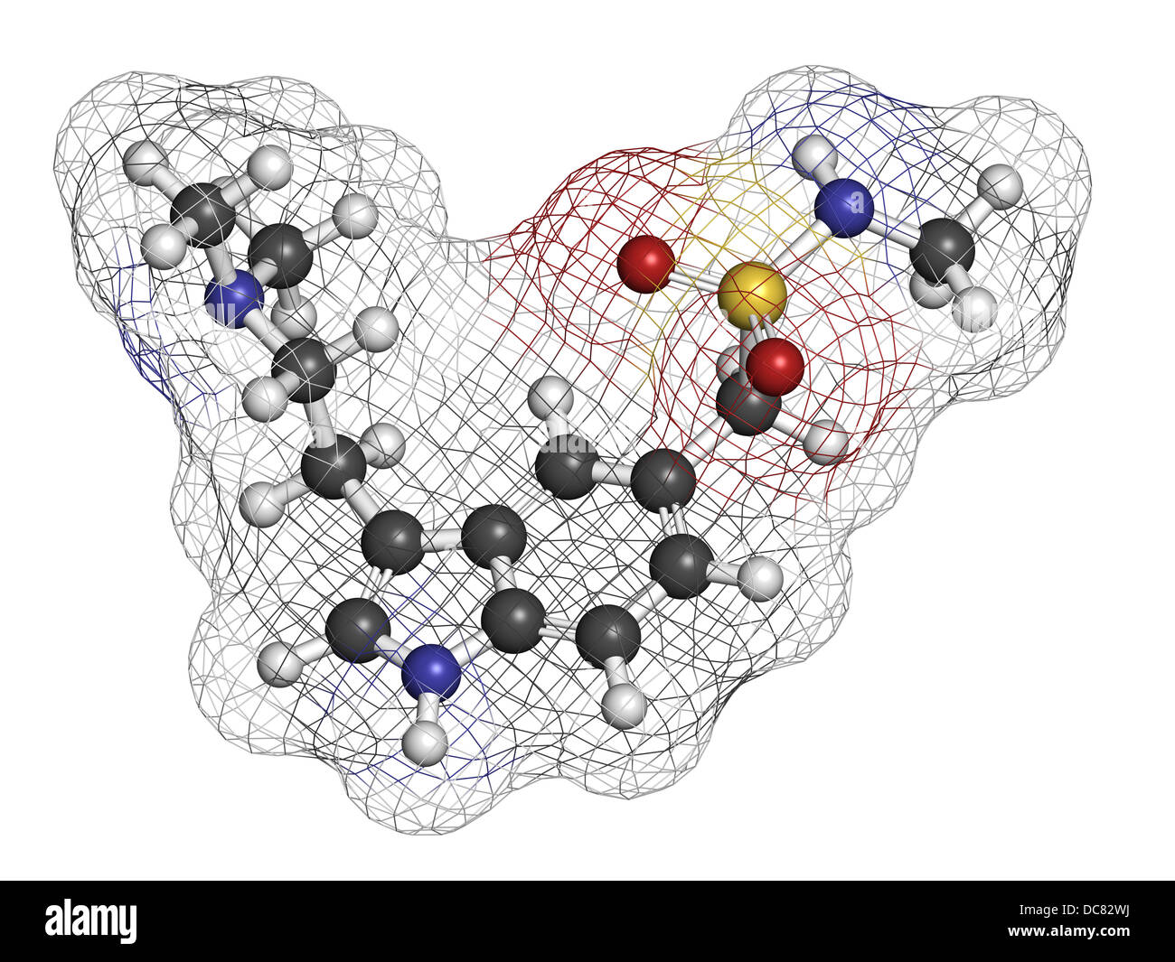 Sumatriptan migraine headache drug (triptan class), chemical structure ...
