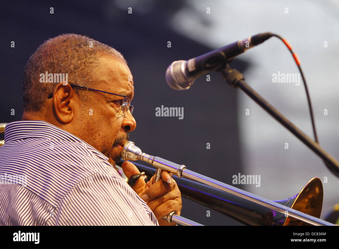 Worms, Germany. 11th August 2013. Fred Wesley is playing the trombone ...