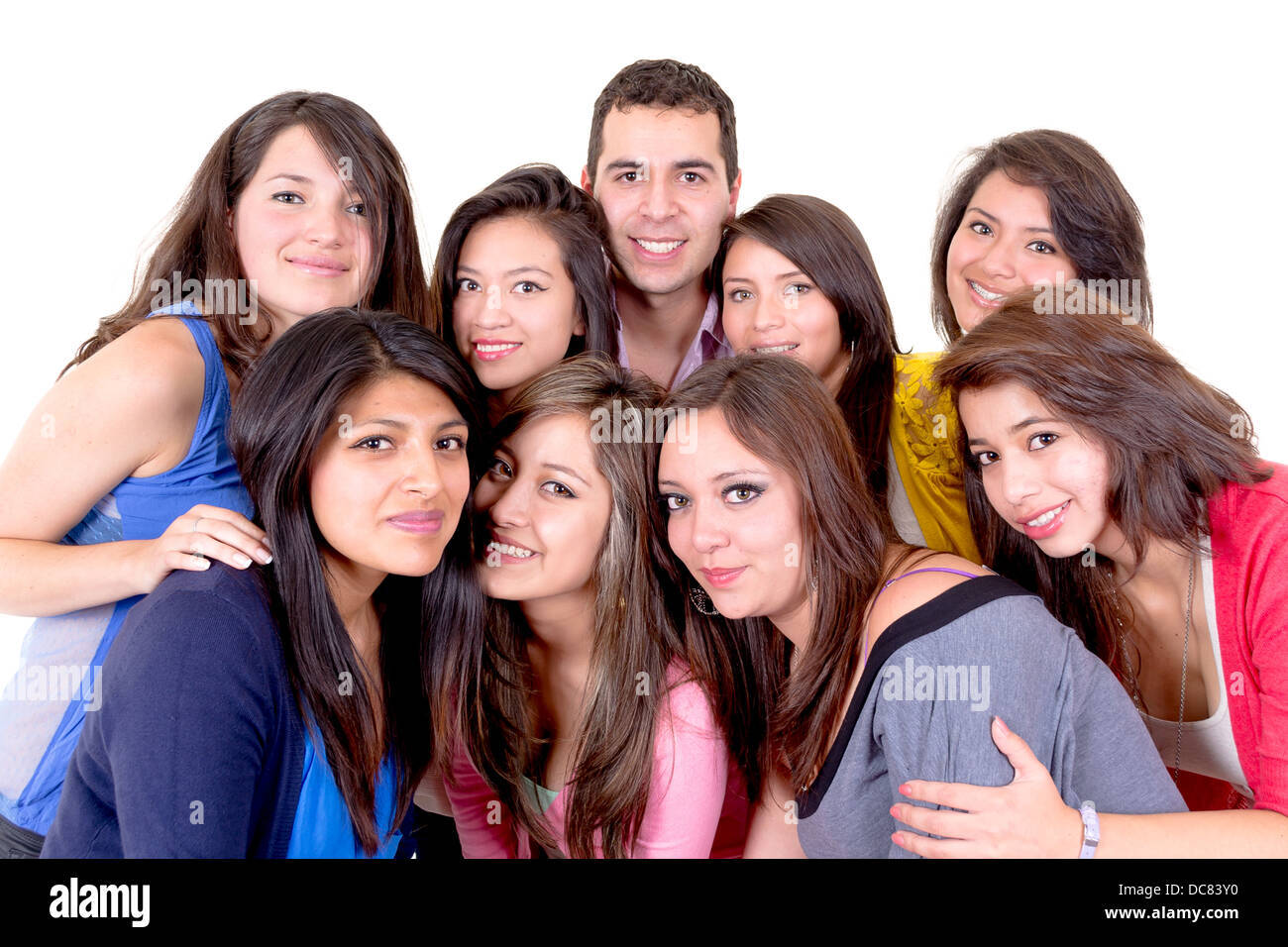 Group of happy people, on white background Stock Photo - Alamy