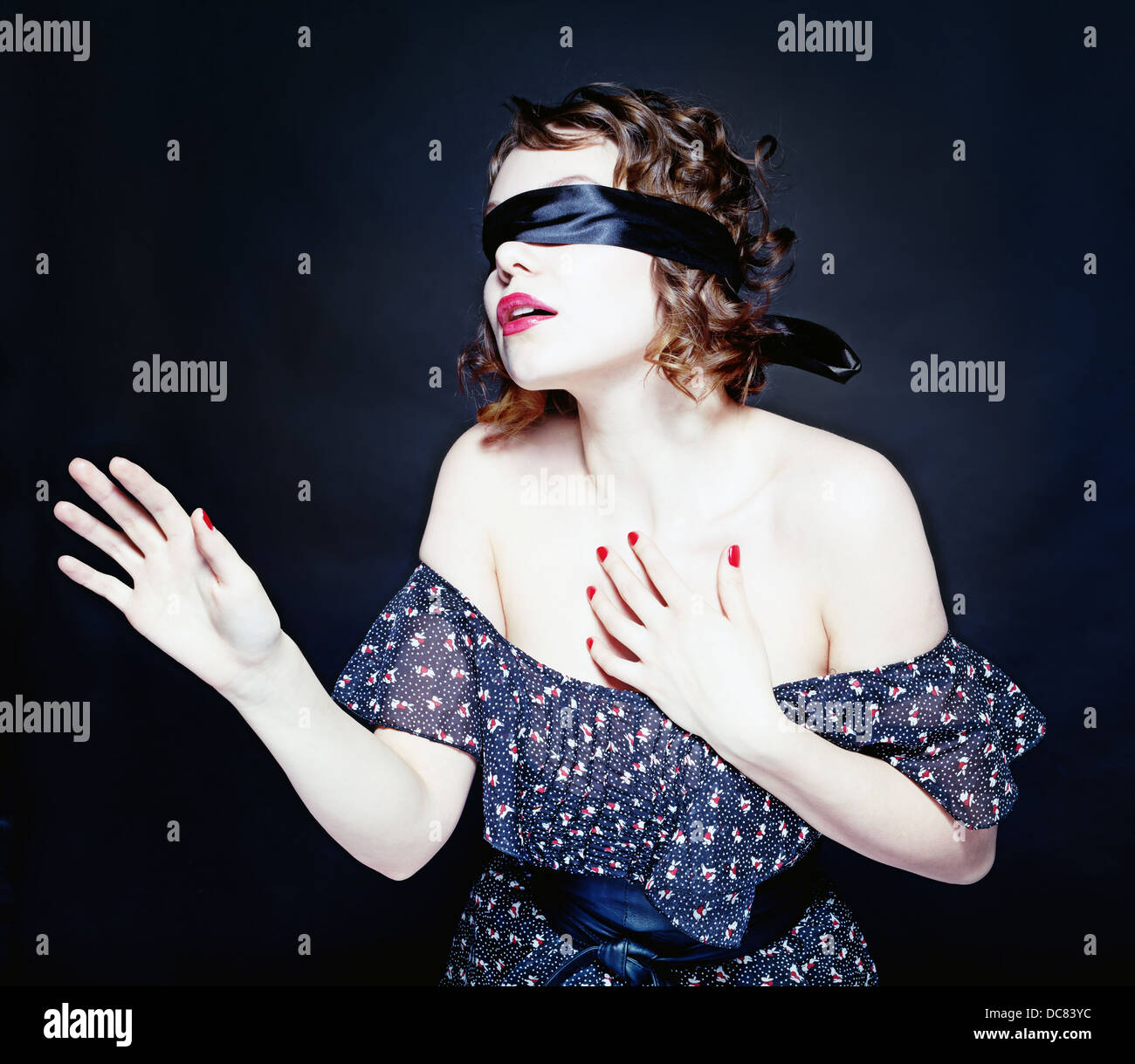 Beautiful young woman with bandage Stock Photo - Alamy