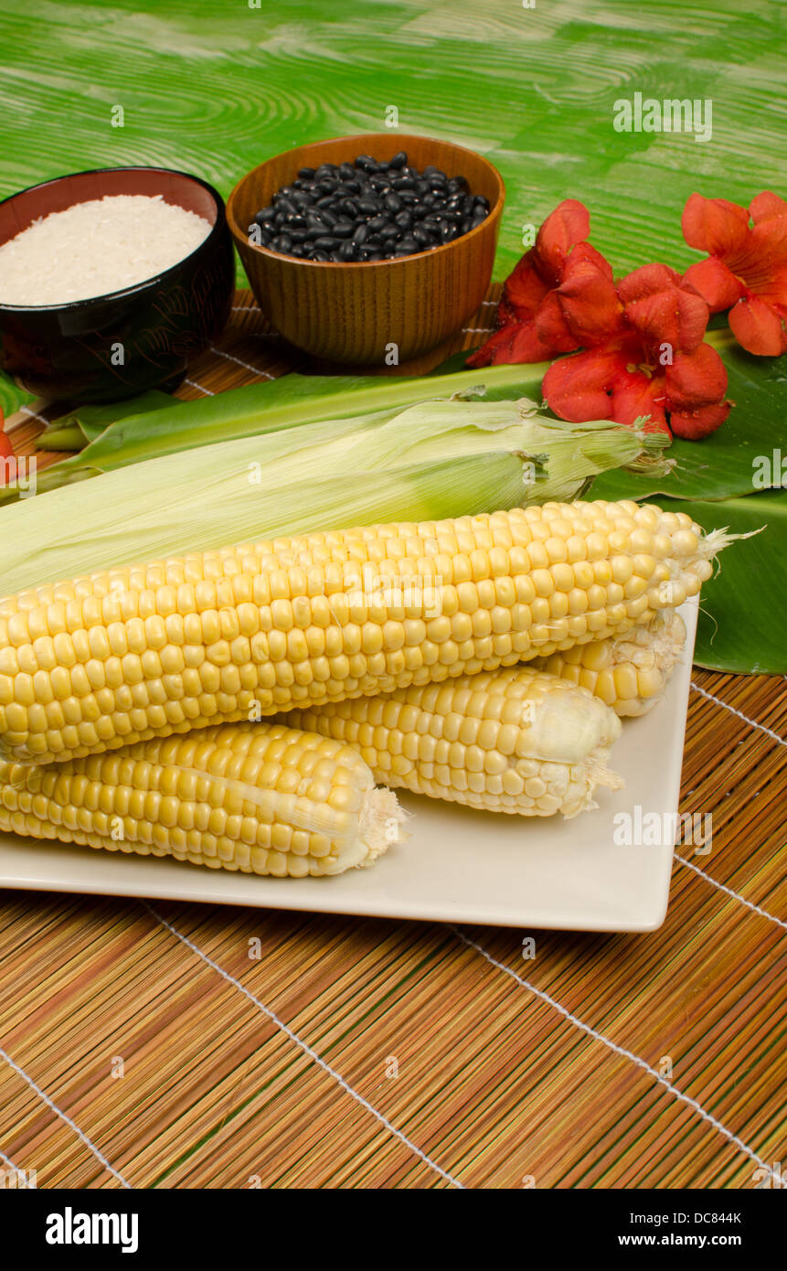 Still life with several Latin American food staples Stock Photo - Alamy