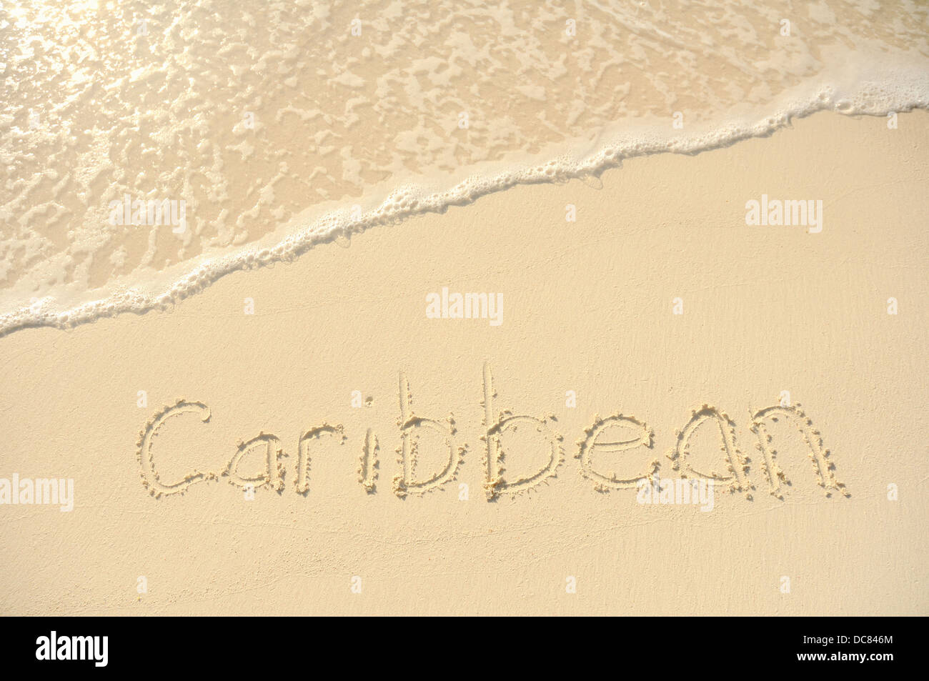 The Word Caribbean Written in the Sand on a Beach Stock Photo - Alamy