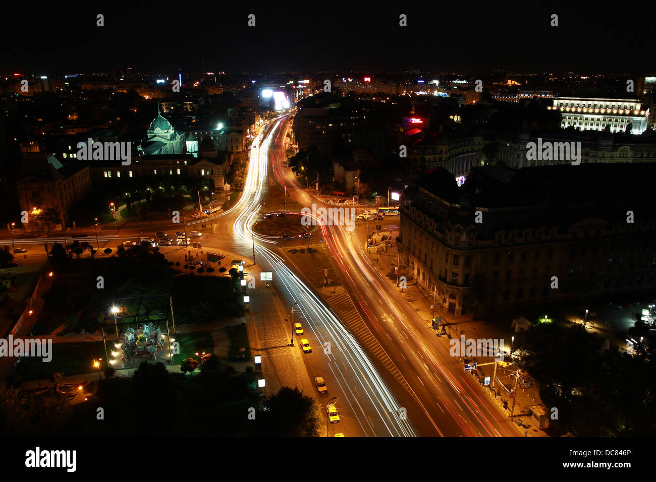Bucharest city by night Stock Photo - Alamy
