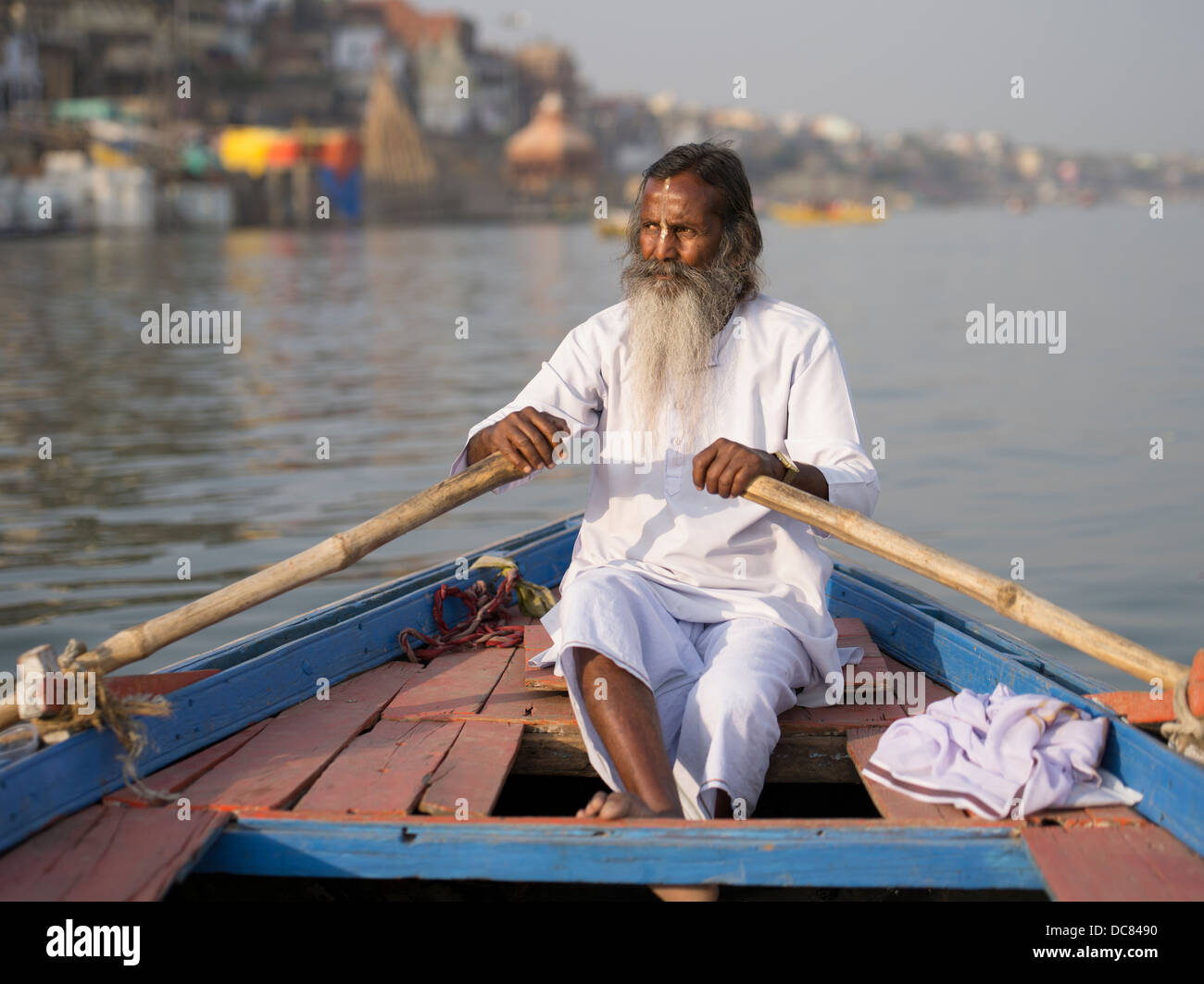 Boatman on ganges river varanasi hi-res stock photography and images ...