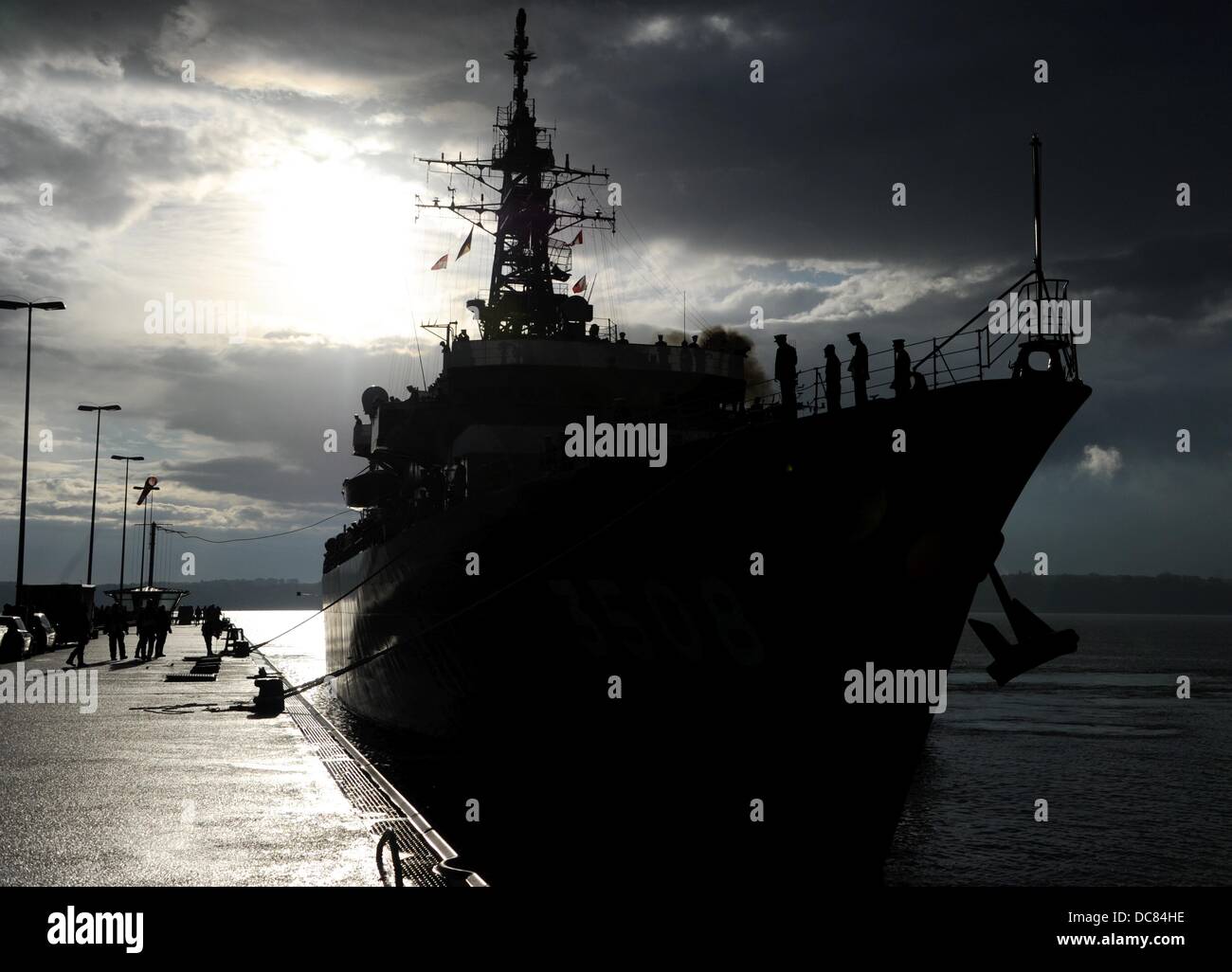 The Japanese school ship 'Kashima' is moored at the port of Kiel ...