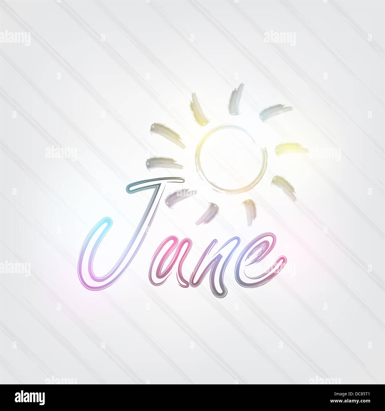 June Typography - background in retro style with sun and label Stock ...
