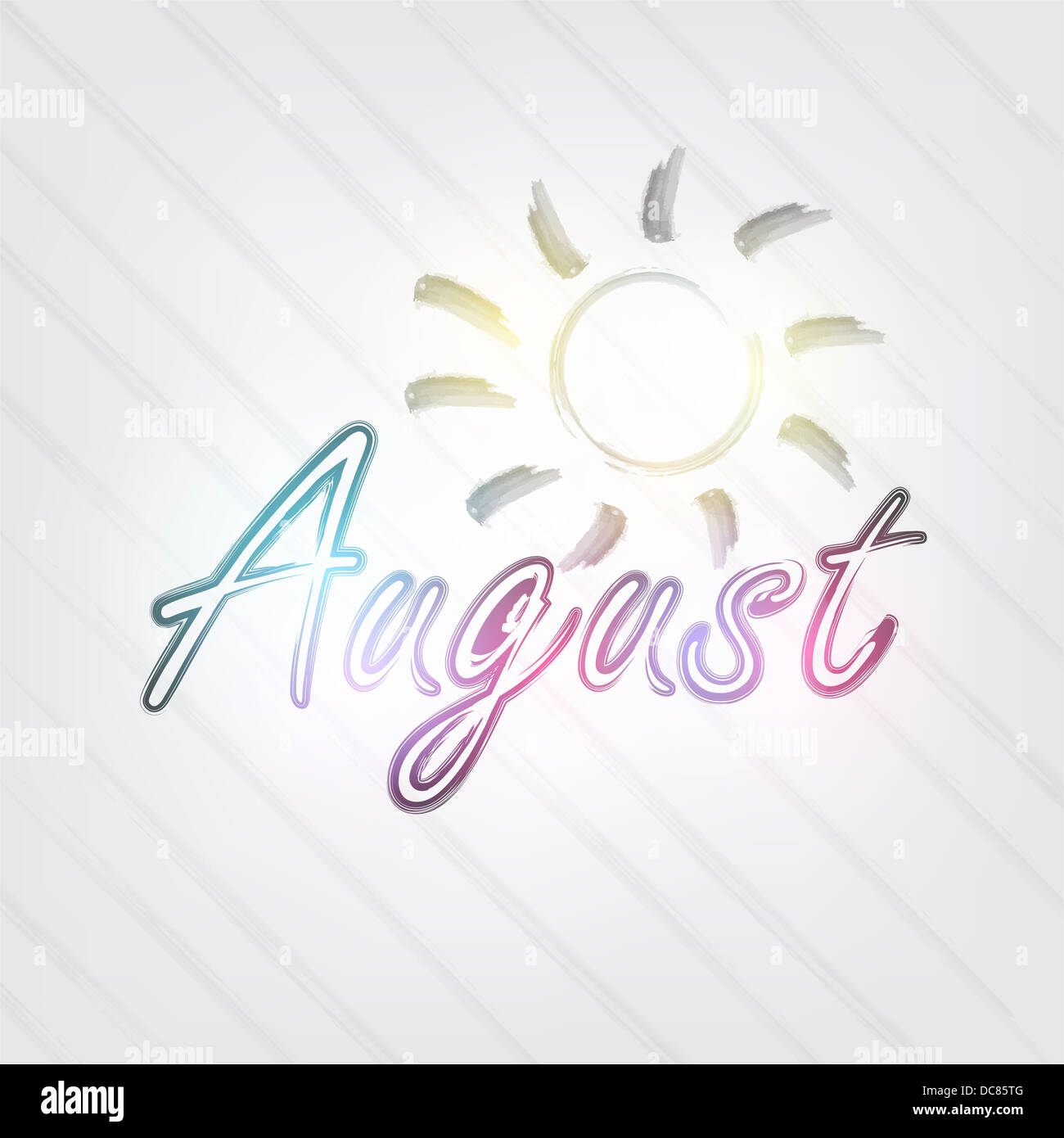 August Typography - background in retro style with sun and label Stock ...