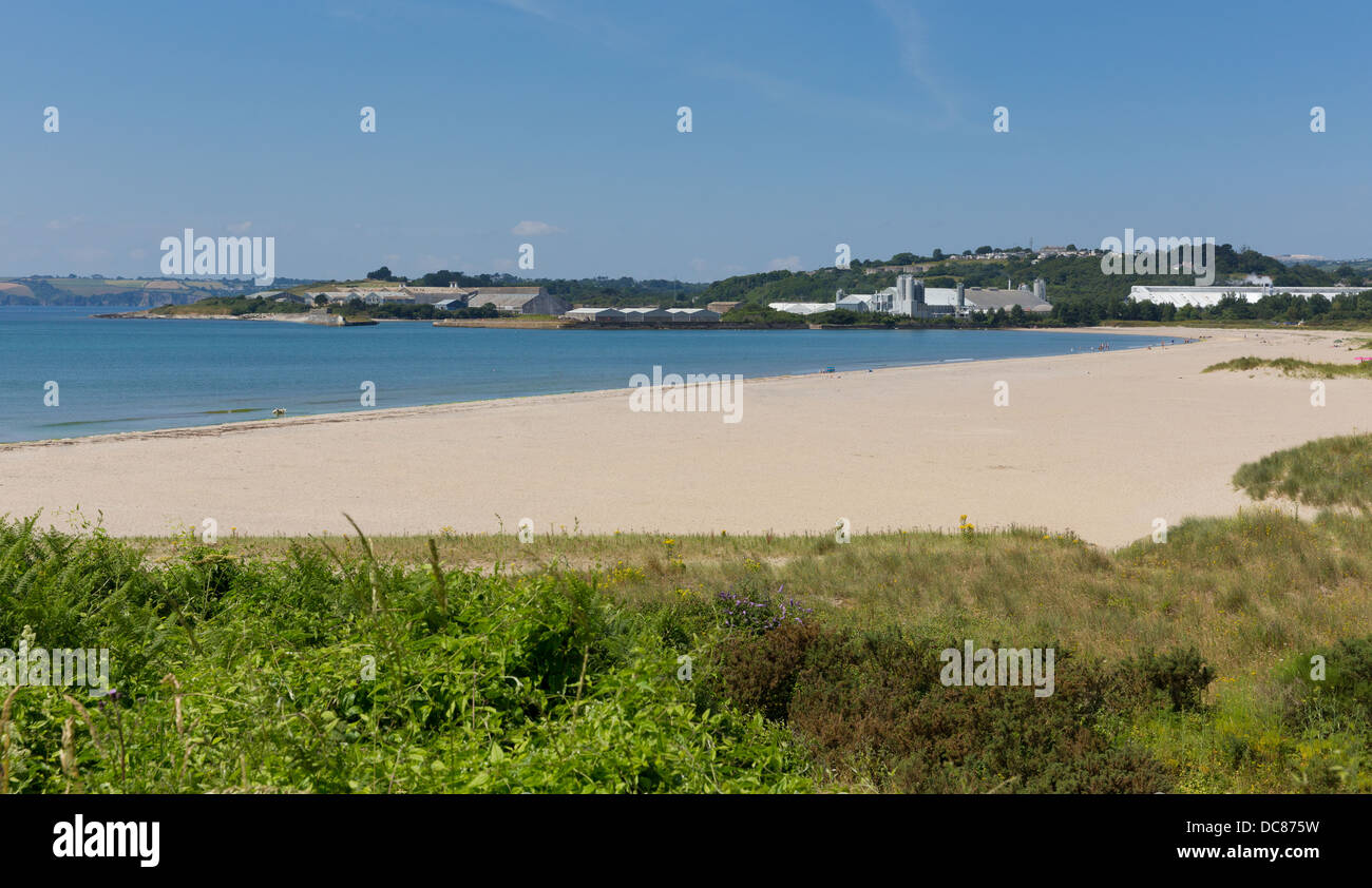 Par beach Cornwall England near St Austell and Polkerris with blue sea ...