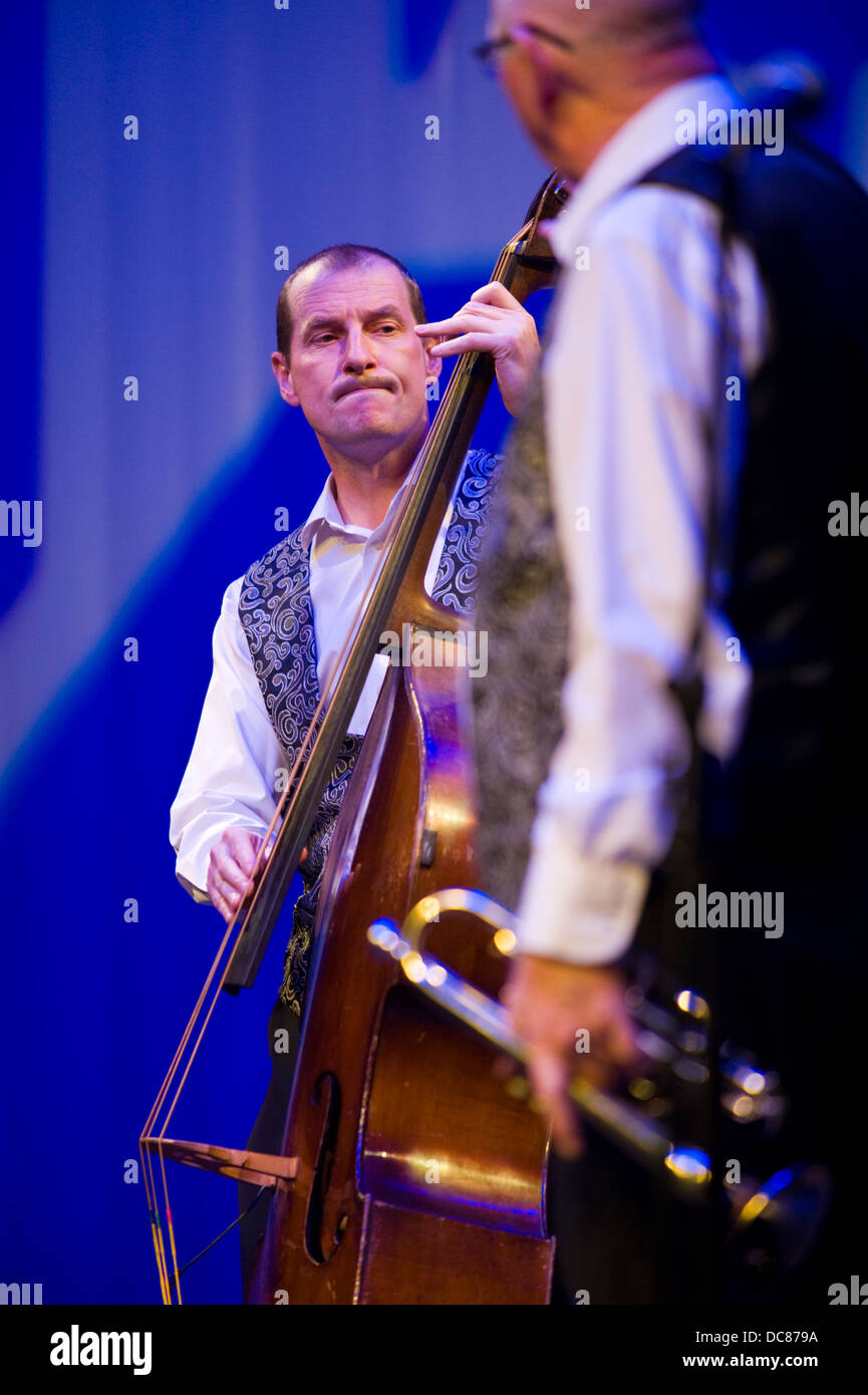 Double bass player with the Paramount Jazz Band at Brecon Jazz Festival ...