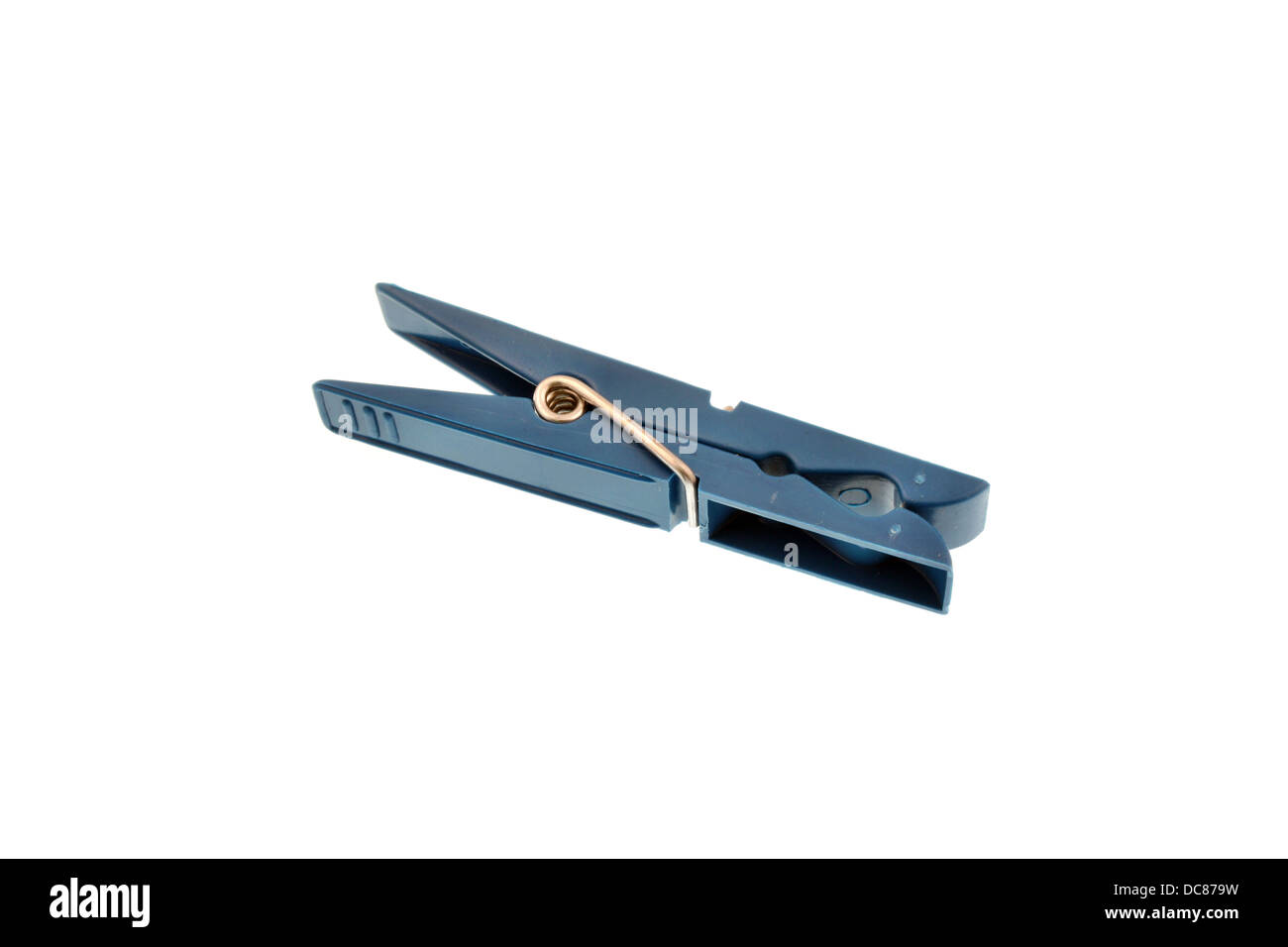 Blue clothes peg on a white background Stock Photo - Alamy