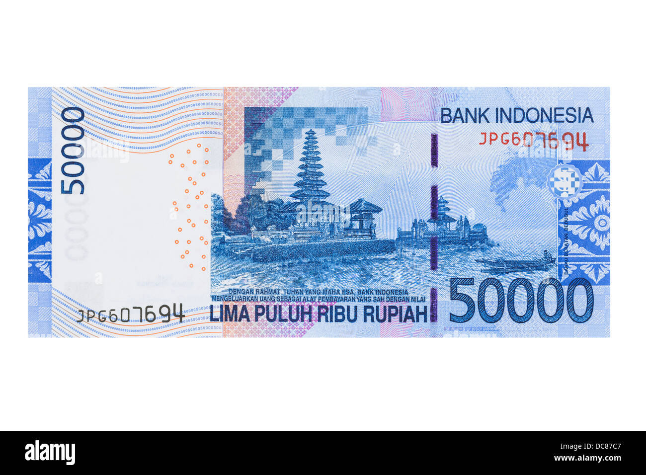 Indonesian fifty thousand rupiah note on a white background Stock Photo ...