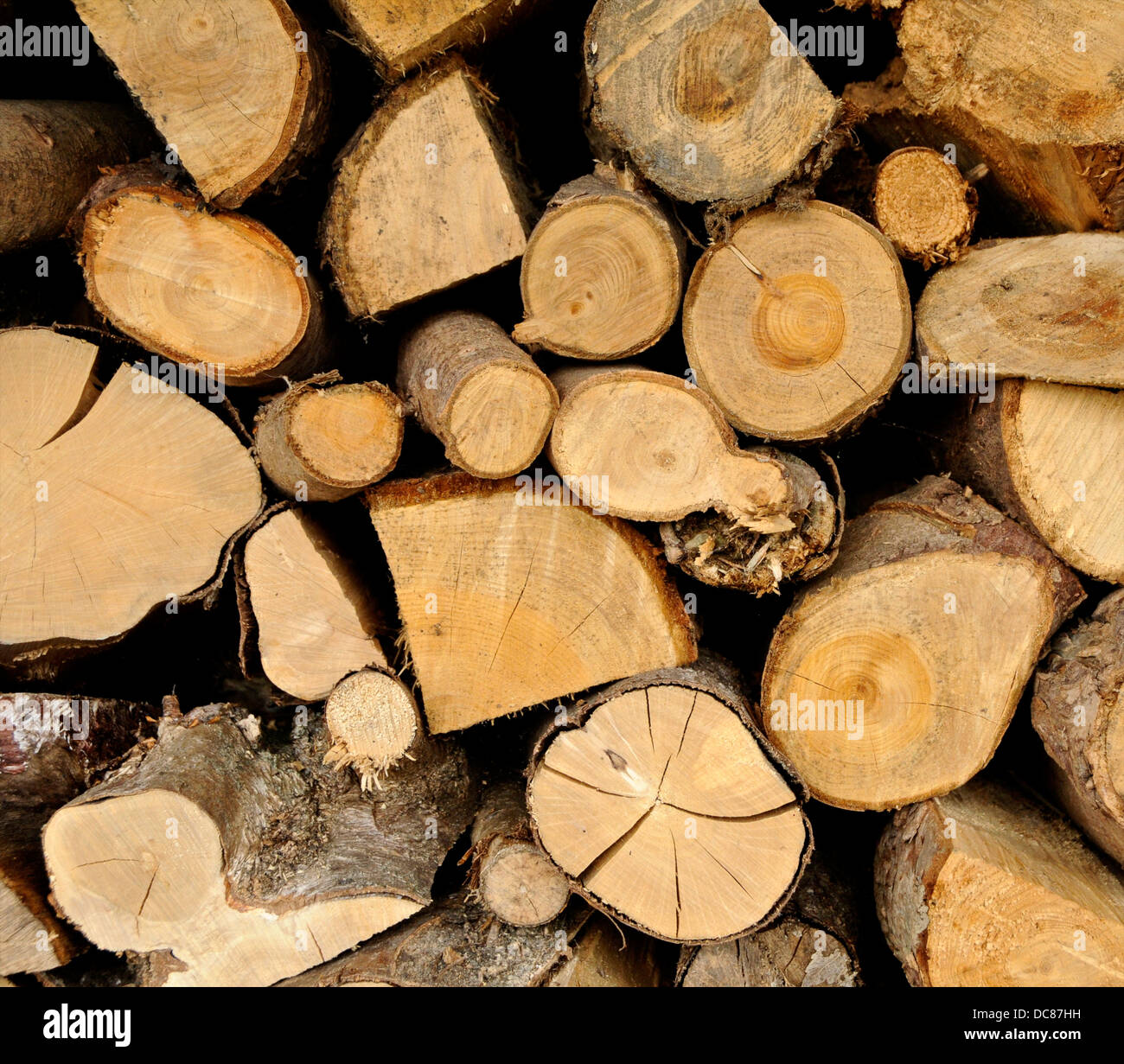logs in log pile Stock Photo - Alamy
