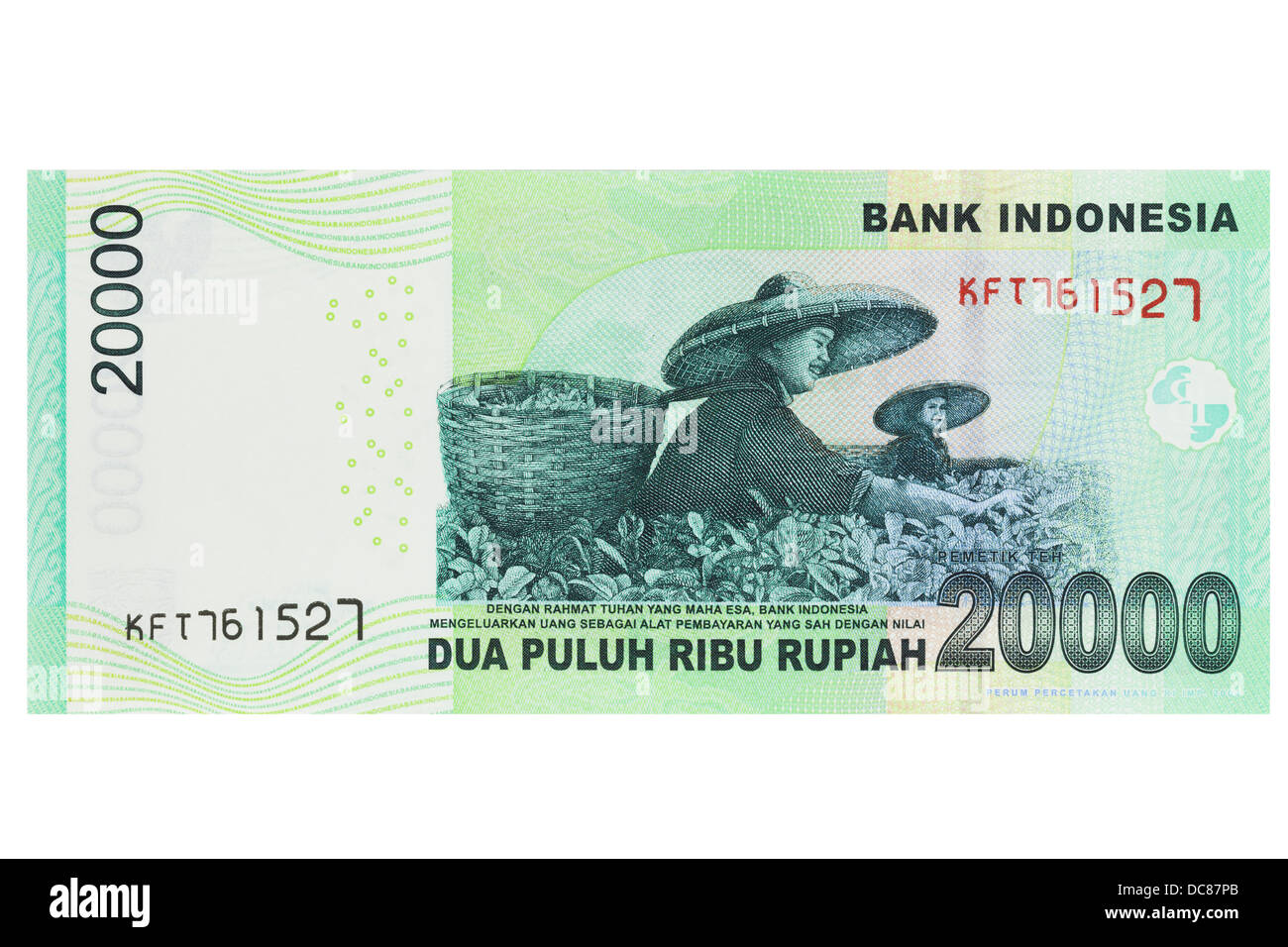Indonesian twenty thousand rupiah note on a white background Stock ...
