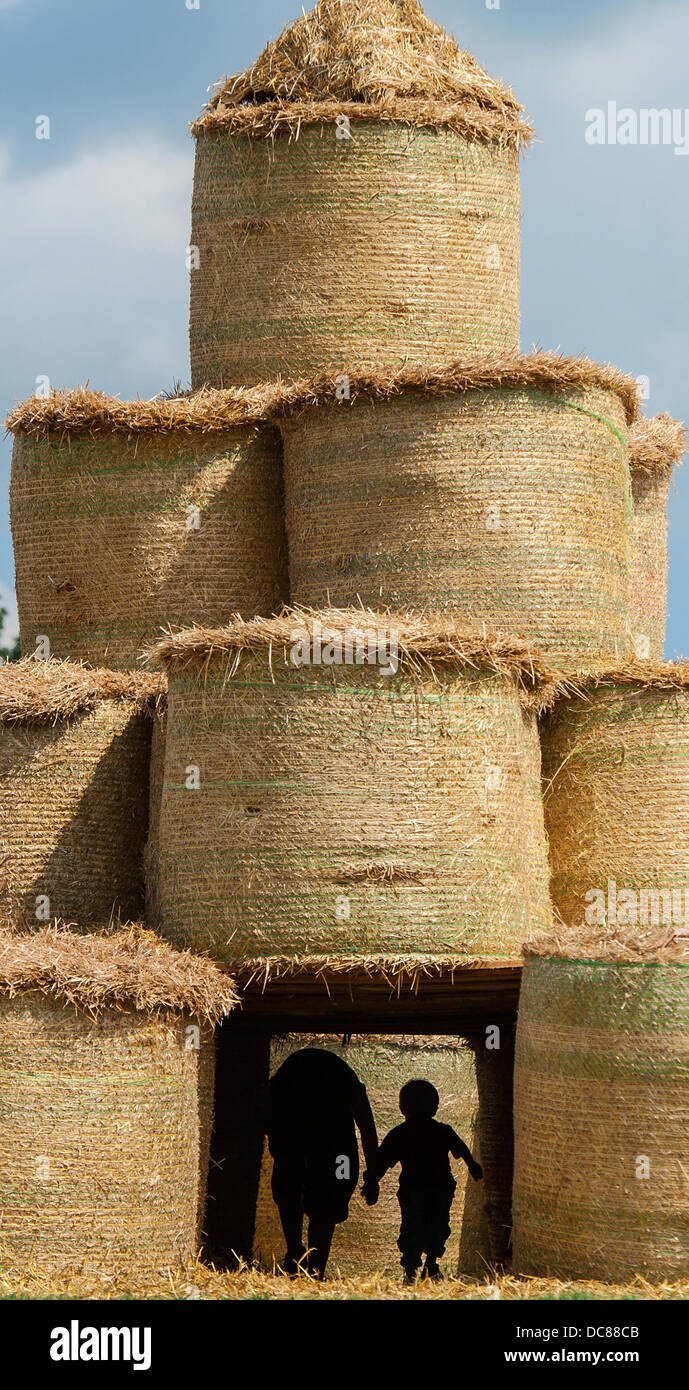 Bohemian Paradise, Karlovice. 10th Aug, 2013. One of the straw statues is seen within the Straw ...