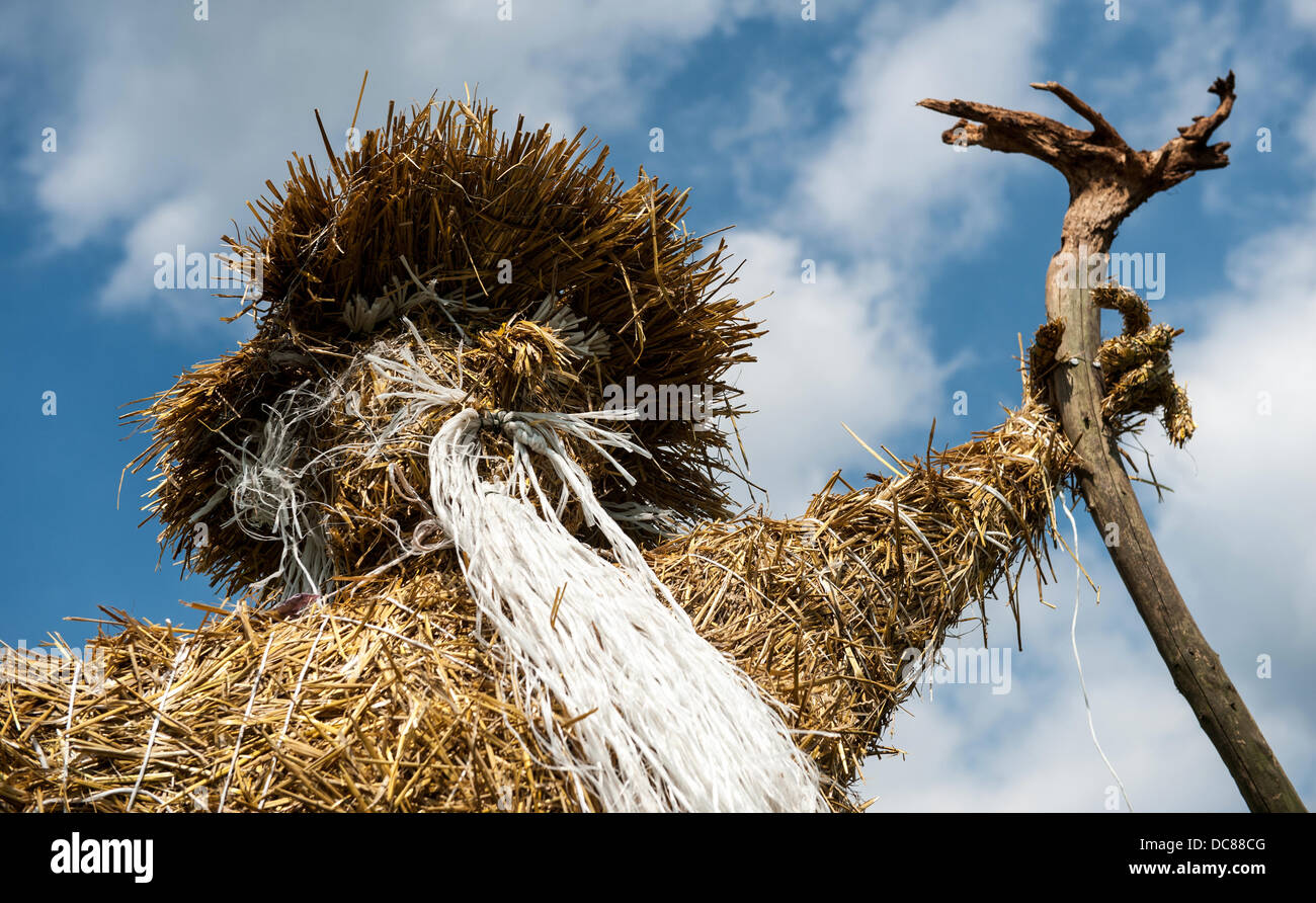 Bohemian Paradise, Karlovice. 10th Aug, 2013. One of the straw statues is seen within the Straw ...