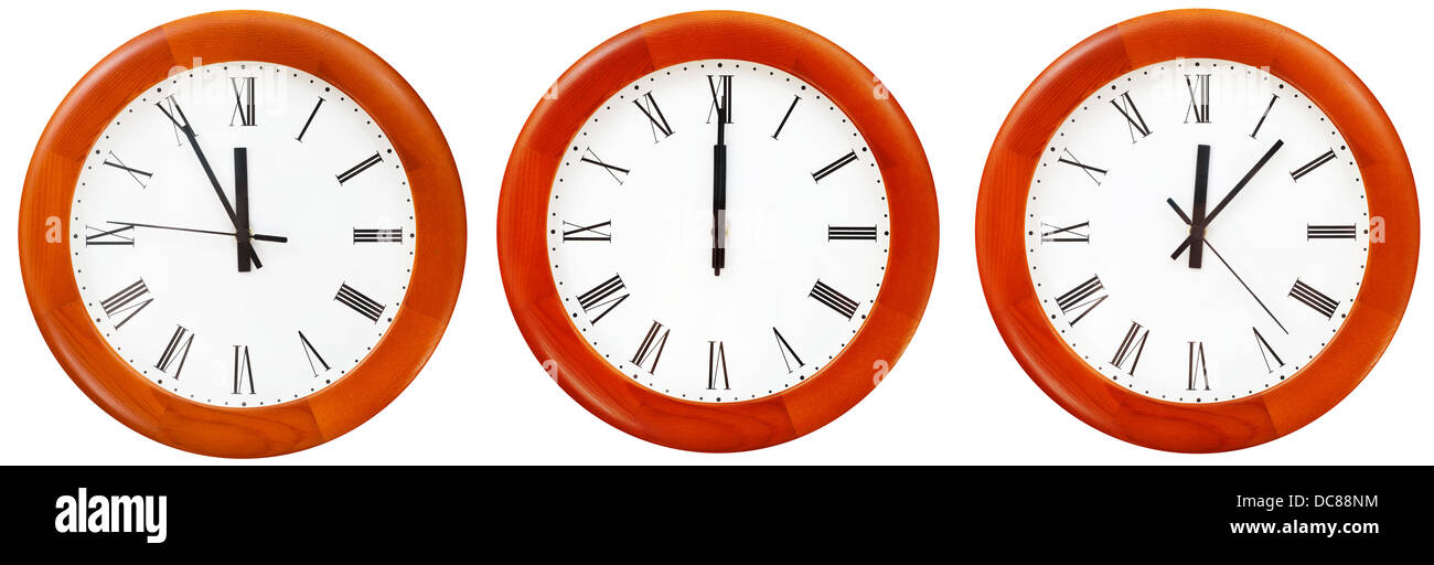 set of wall clock with twelve o clock isolated on white background ...