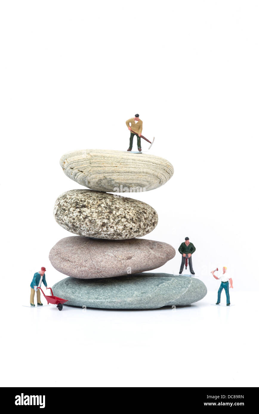 Miniature people teamwork overcoming obstacles business concept Stock ...