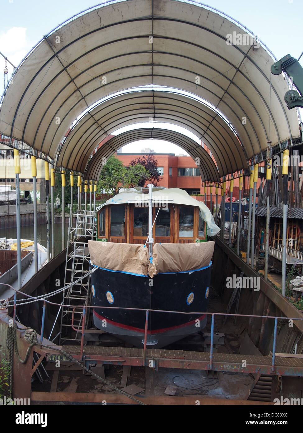 Barge being repaired Stock Photo - Alamy