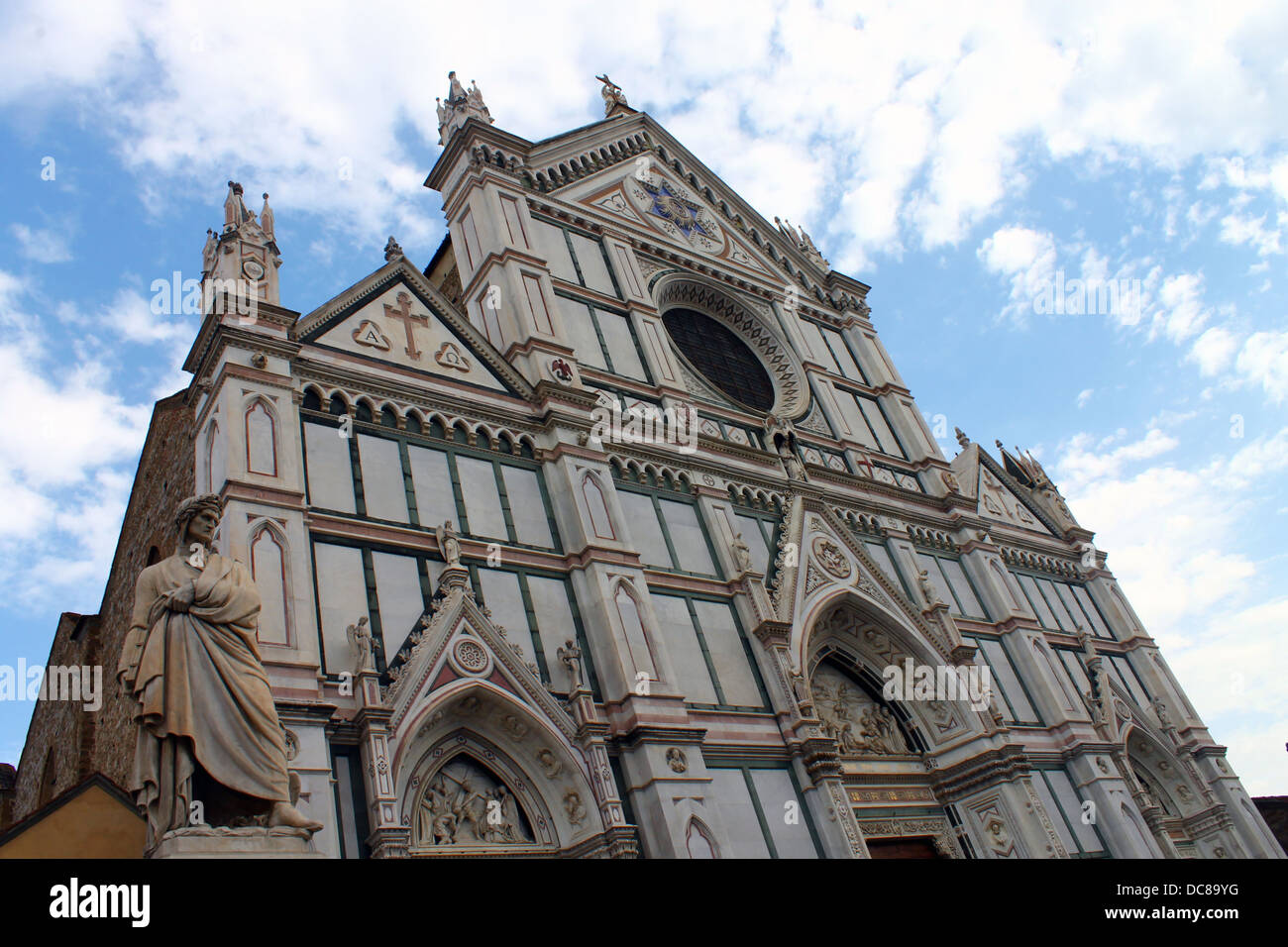 Prospective picture of a church in Florence with the statue of Dante ...