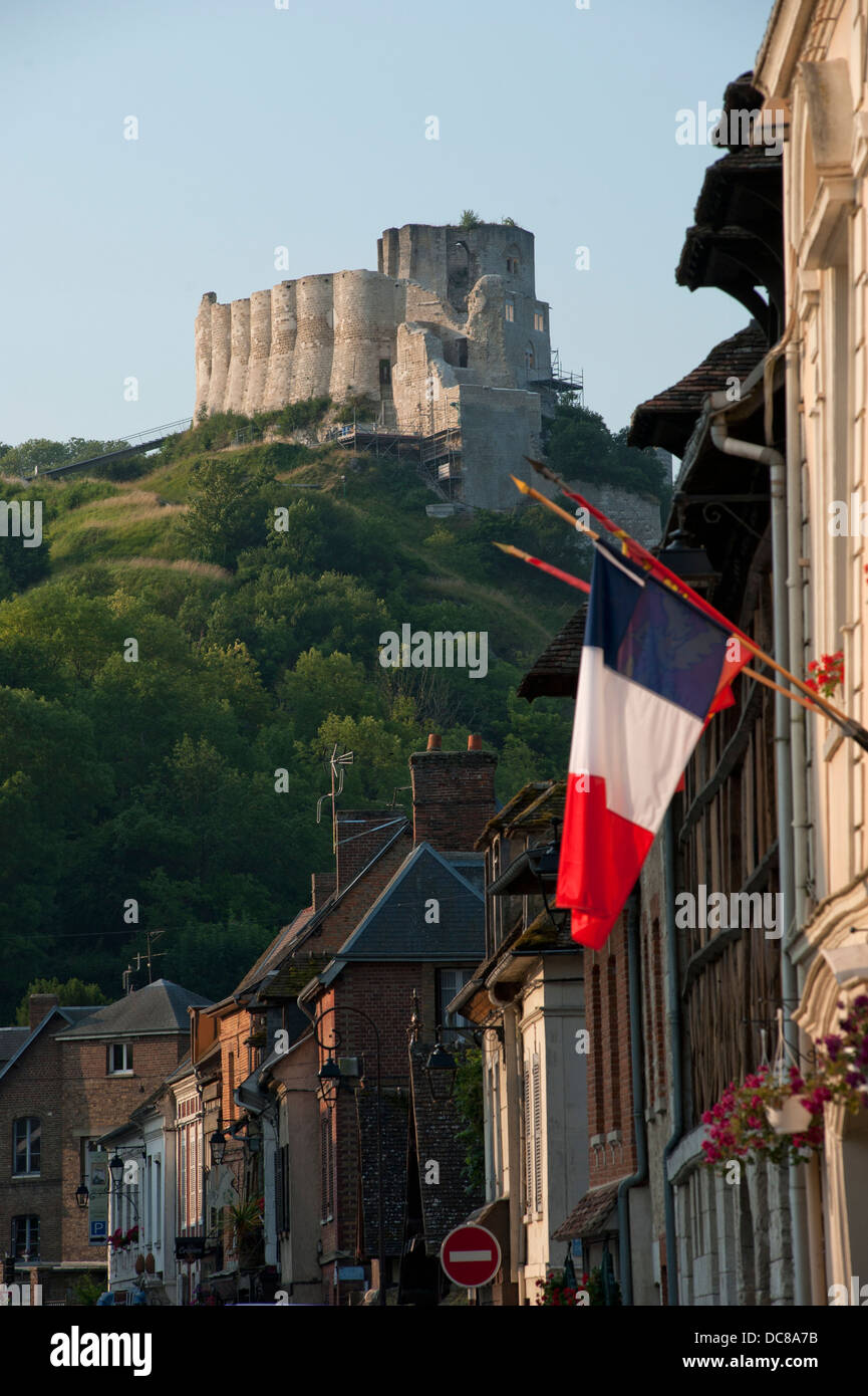 Chateau Gaillard above Les Andelys, Haute-Seine, in the Eure department of the ancient region ...