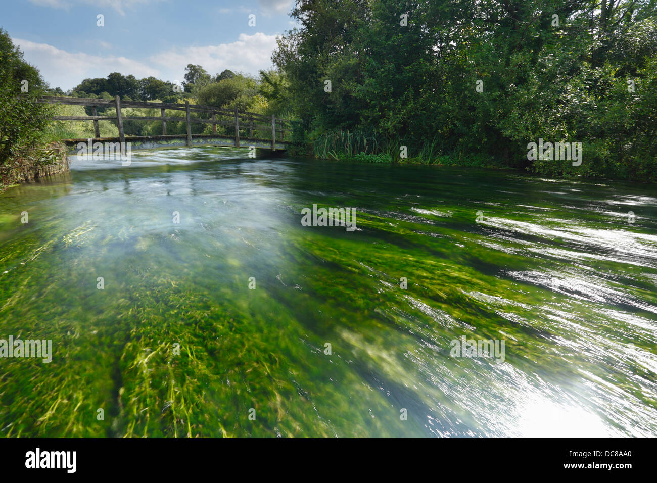 Footbridge over the River Itchen at Ovington. Hampshire. England. UK ...