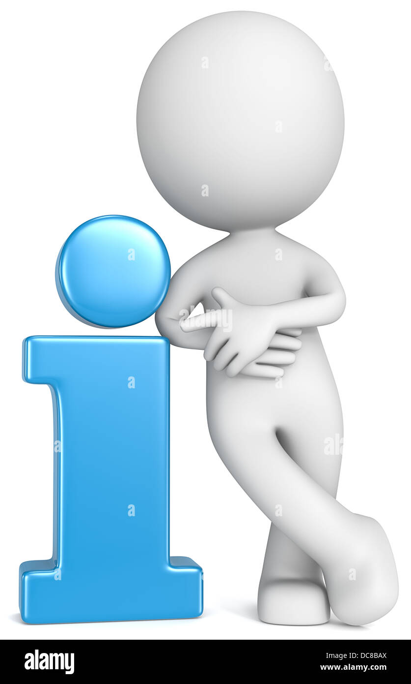 The Dude leaning and pointing at Blue info sign Stock Photo - Alamy