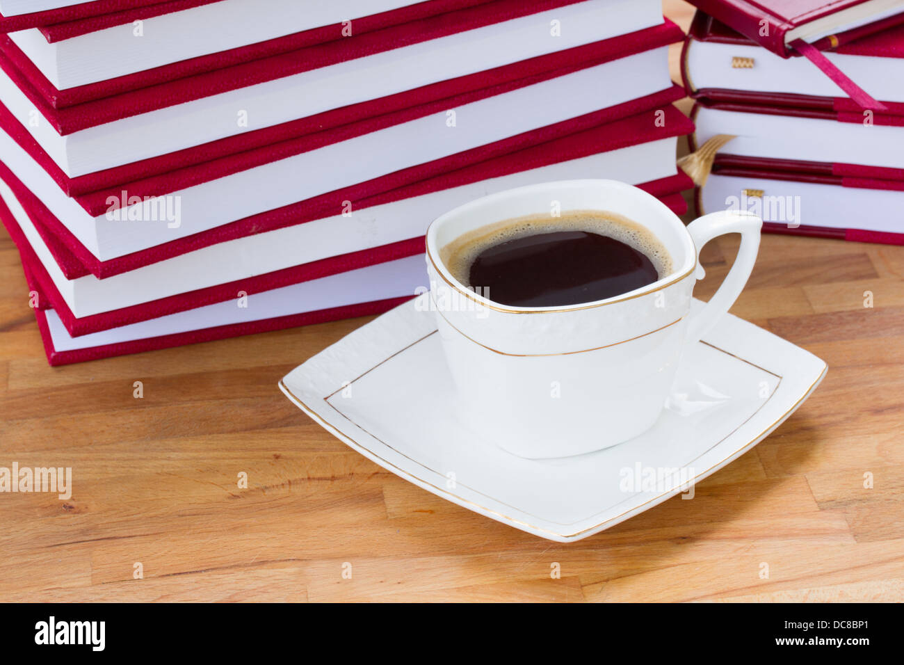 coffee break in library Stock Photo - Alamy