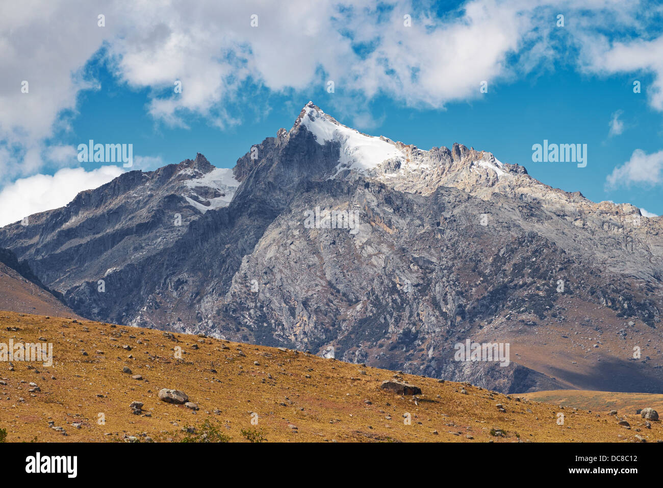 The summit of Huamashraju in the Peruvian Andes, South America Stock ...