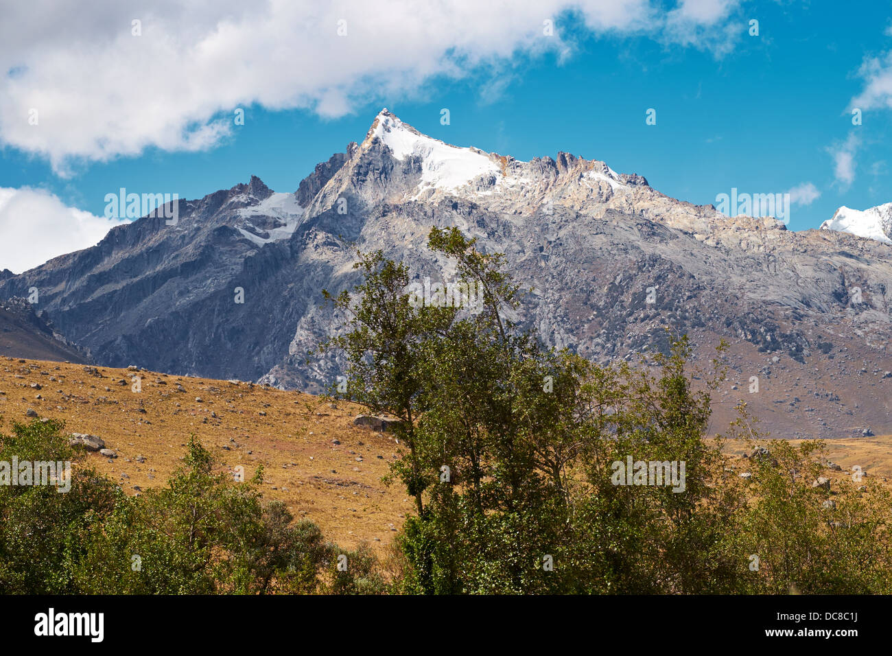The summit of Huamashraju in the Peruvian Andes, South America Stock ...
